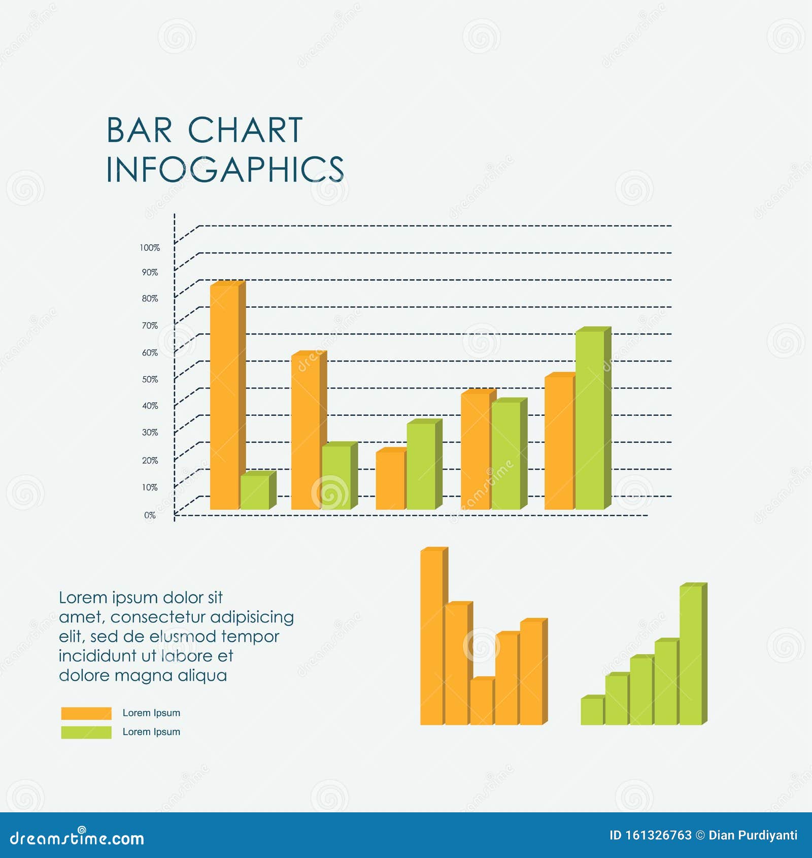 Bar Chart Infographics Elements 3D Vector Flat Design, Sign, Icon Full ...