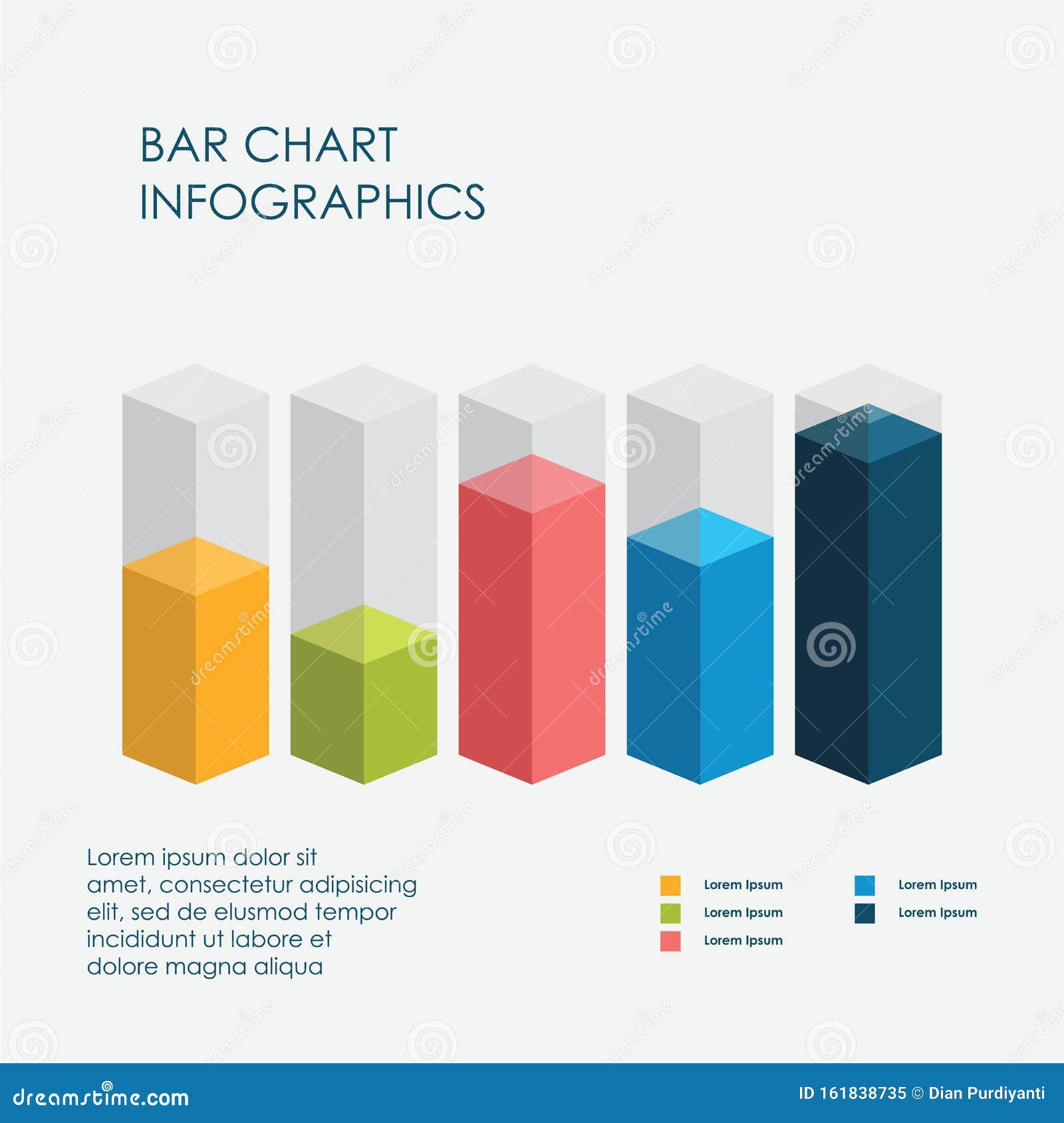 Bar Chart Infographics Elements 3D Vector Flat Design, Sign, Icon Full ...
