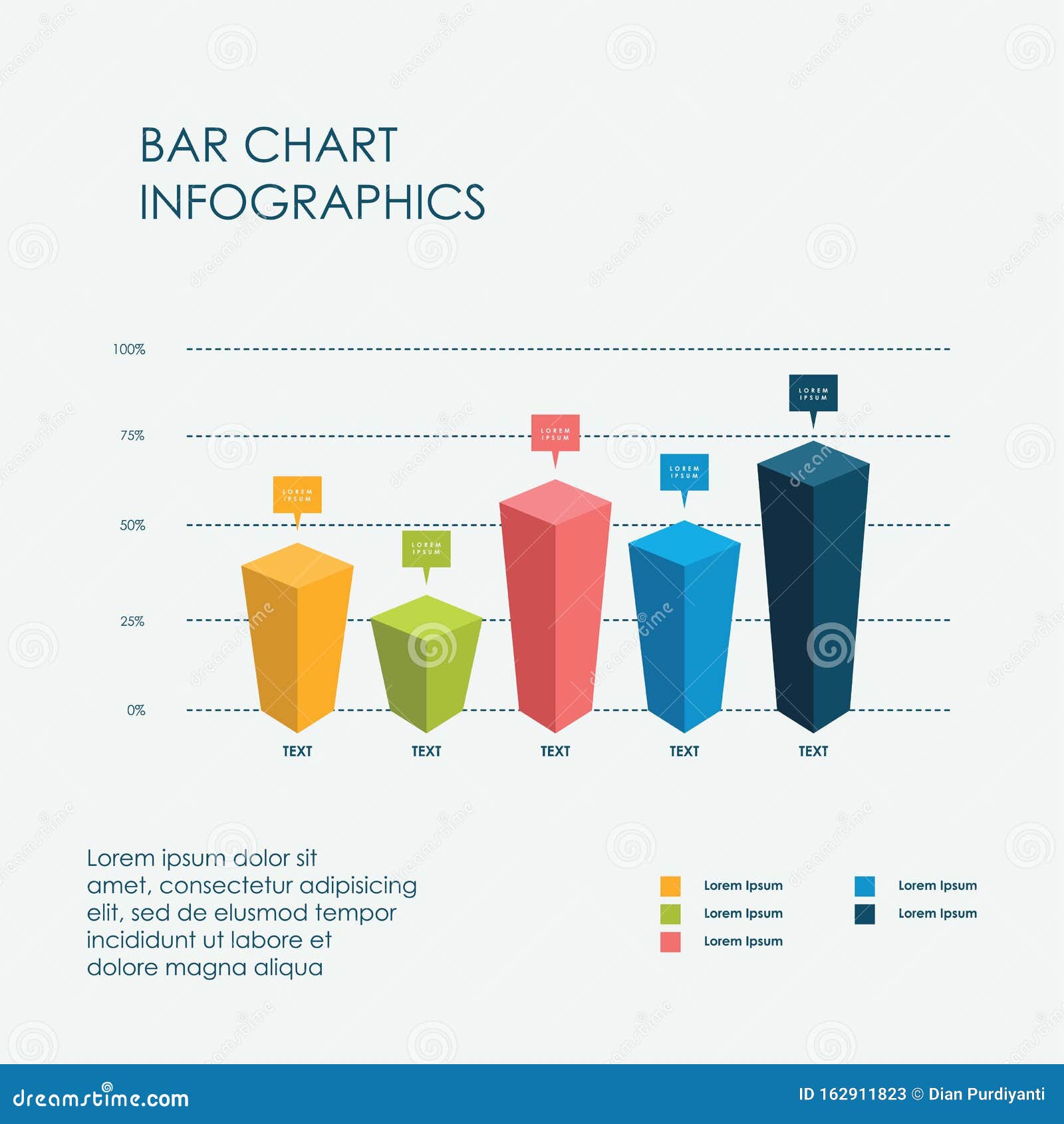 Bar Chart Infographics Elements 3D Vector Flat Design, Sign, Icon Full ...