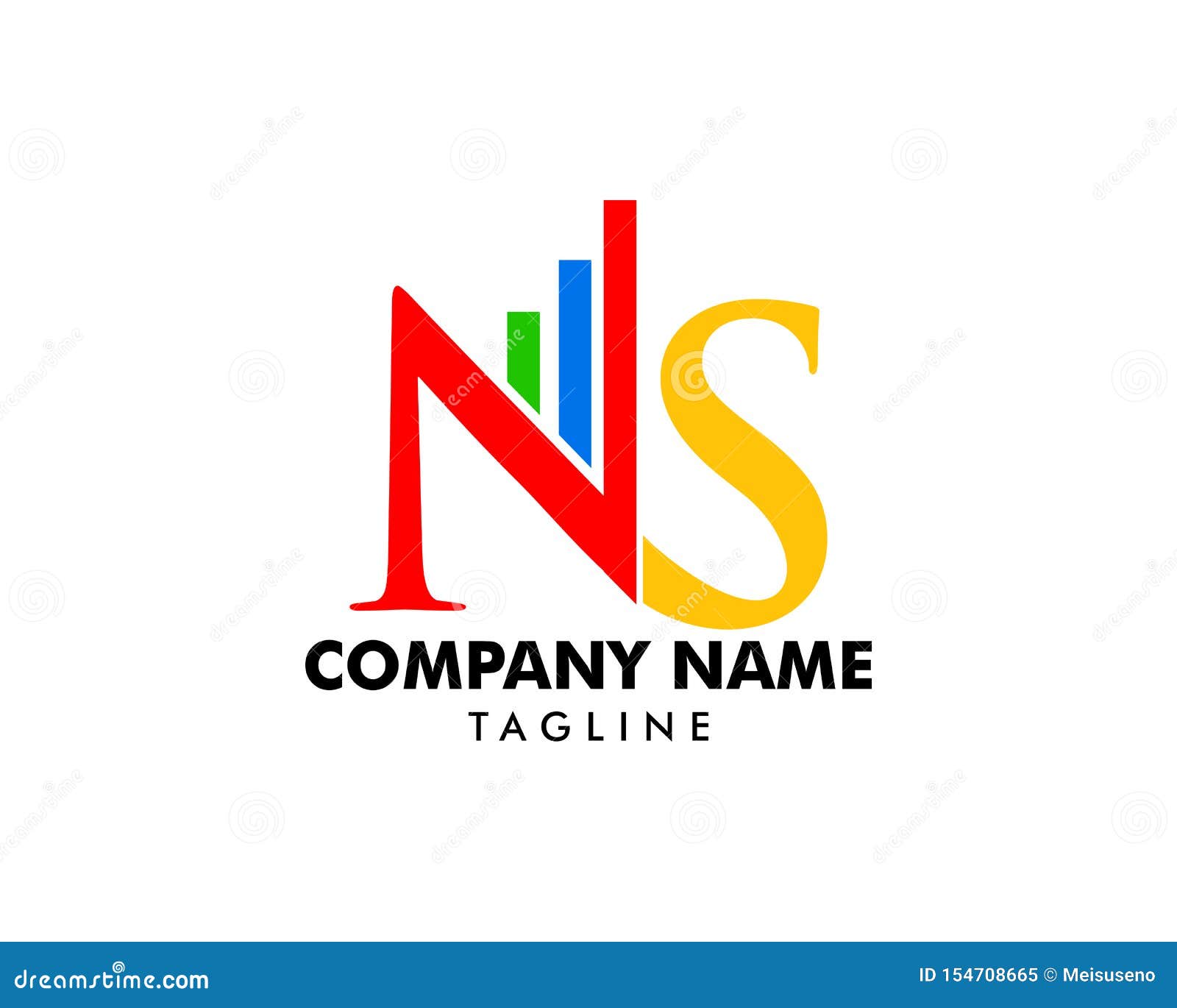 Bar Chart Initial Letter NS Logo Design Stock Vector - Illustration of ...