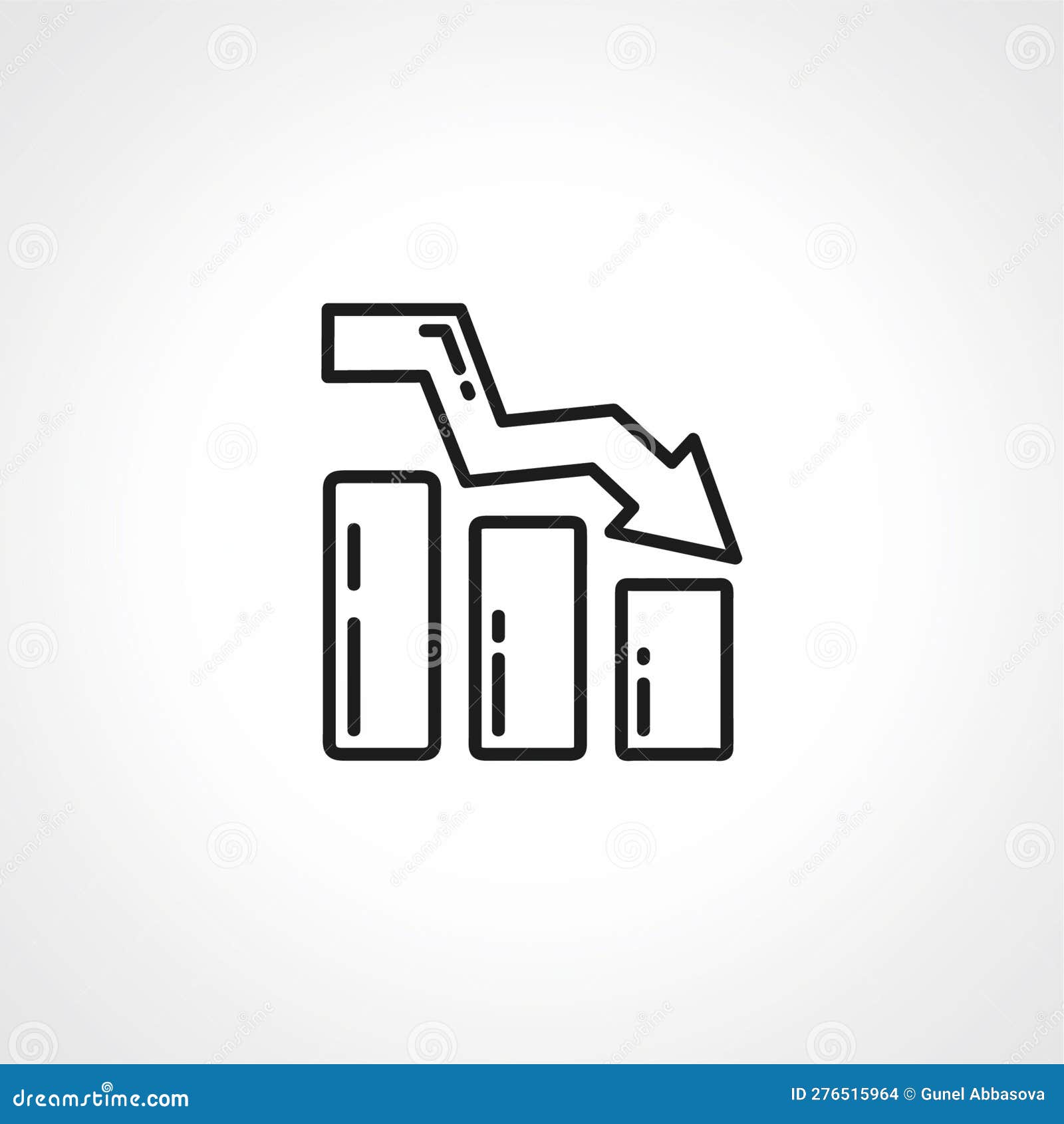 Bar Chart Line Icon. Falling Graph Icon Stock Vector - Illustration of ...
