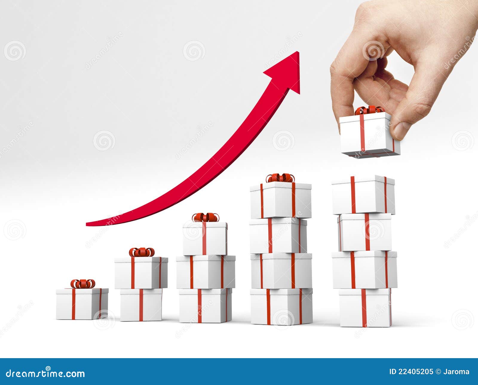 Bar Chart Made of Giftboxes with Red Ribbon Stock Illustration ...