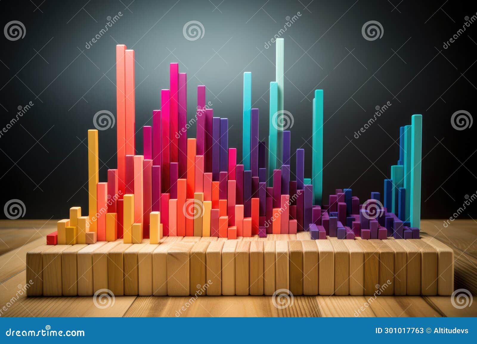 A Bar Chart Made Out of Stacked Colorful Blocks on a Desk Stock Image ...