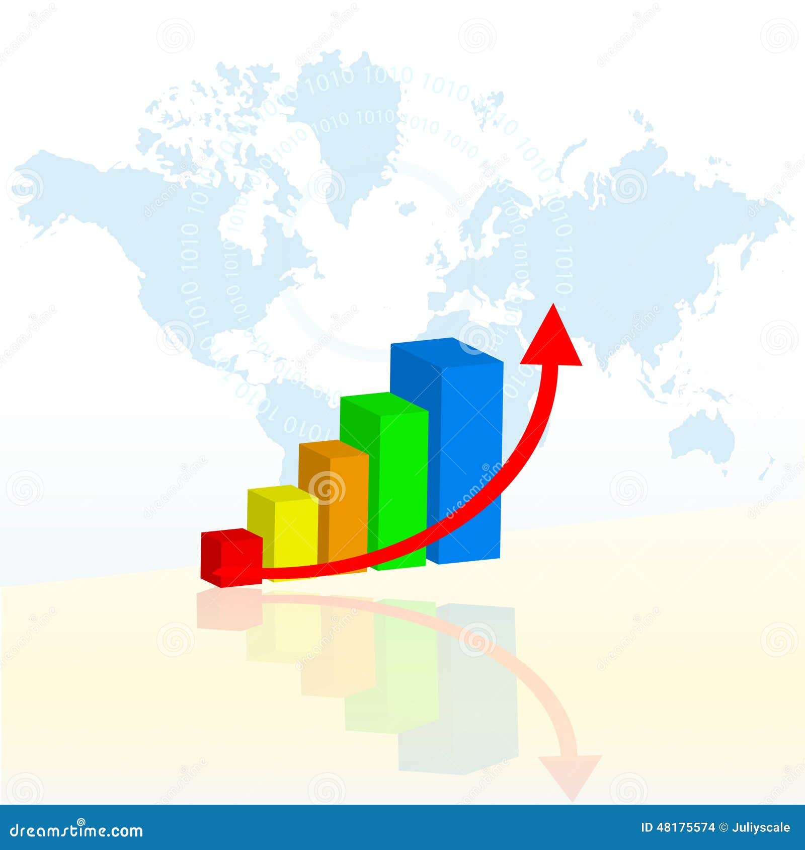 Bar Chart with a Map of the World Stock Vector - Illustration of ...