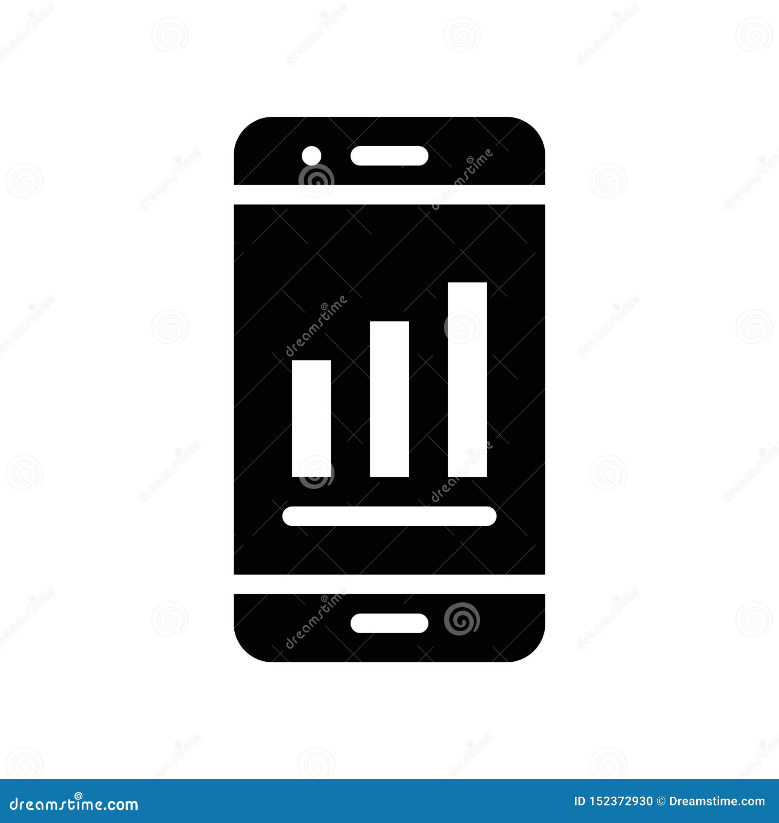 Bar Chart on Mobile Phone Vector, Digital Marketing Solid Style Icon ...