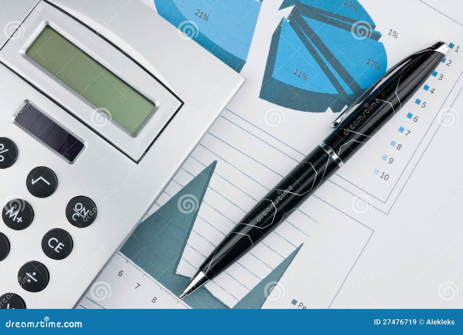 Bar Chart with Pen and Calculator Stock Image - Image of ballpoint ...