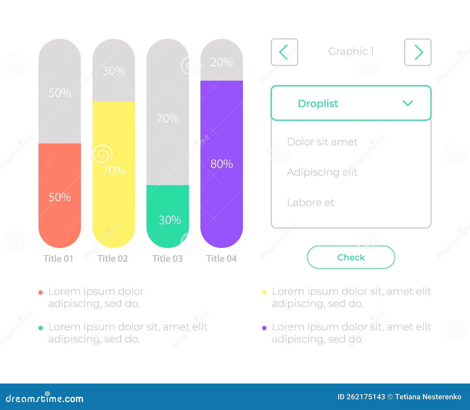 Bar Chart with Percentage UI Element Template Stock Vector ...