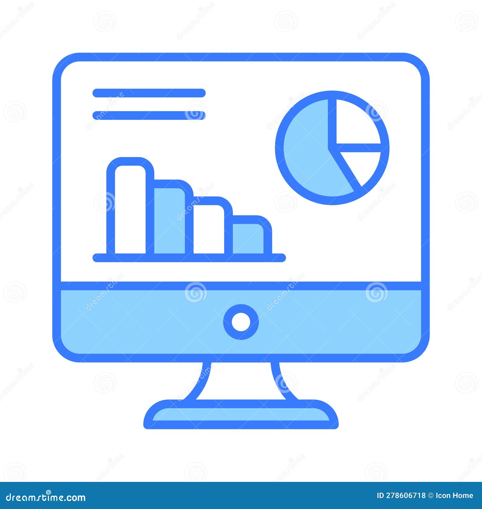 Bar Chart and Pie Chart on Monitor Display Denoting Vector of Data ... Bar Chart and Pie Chart on Monitor Display Denoting Vector of Data ...