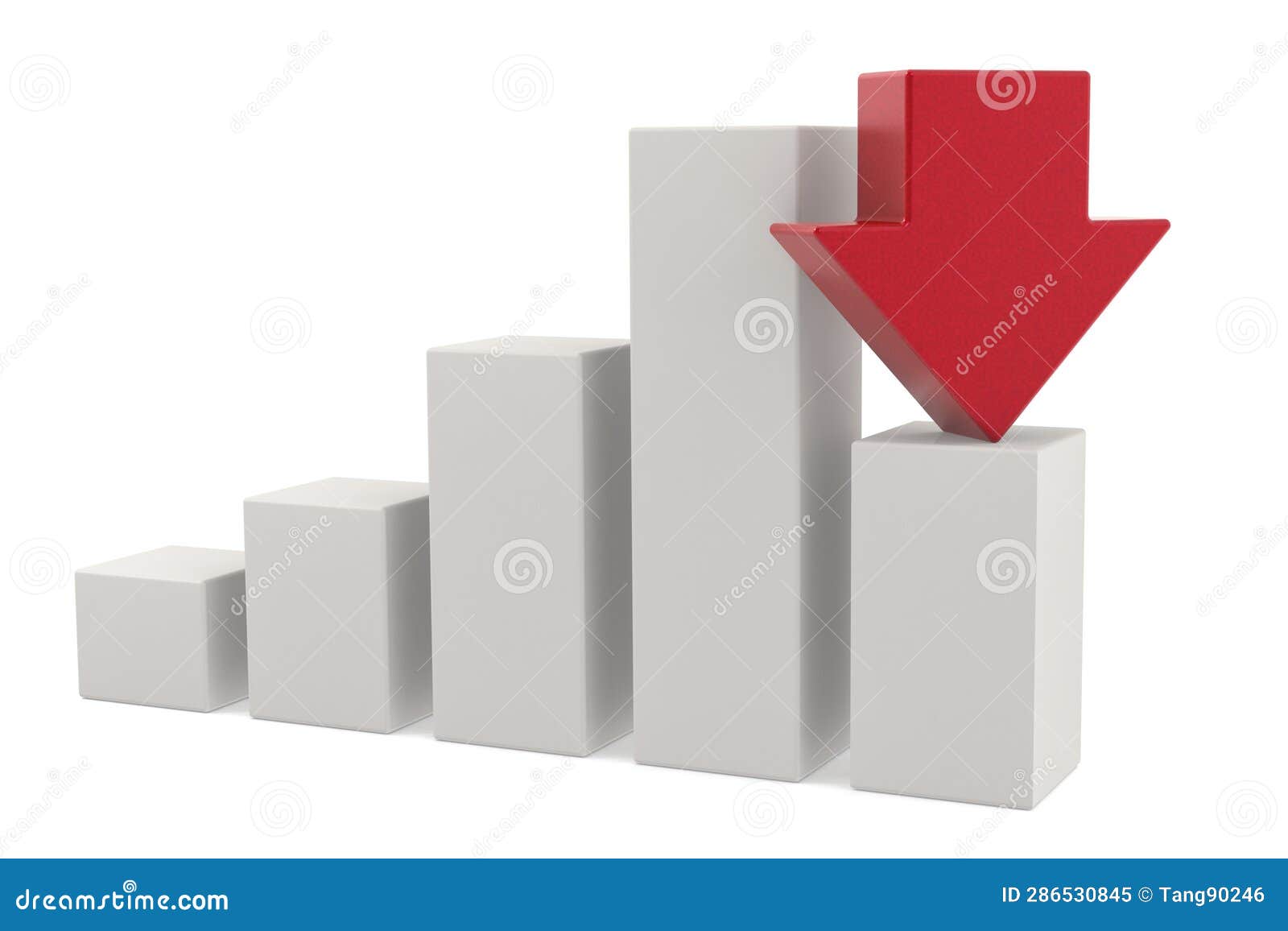 Bar Chart with Red Down Arrow Stock Illustration - Illustration of loss ...