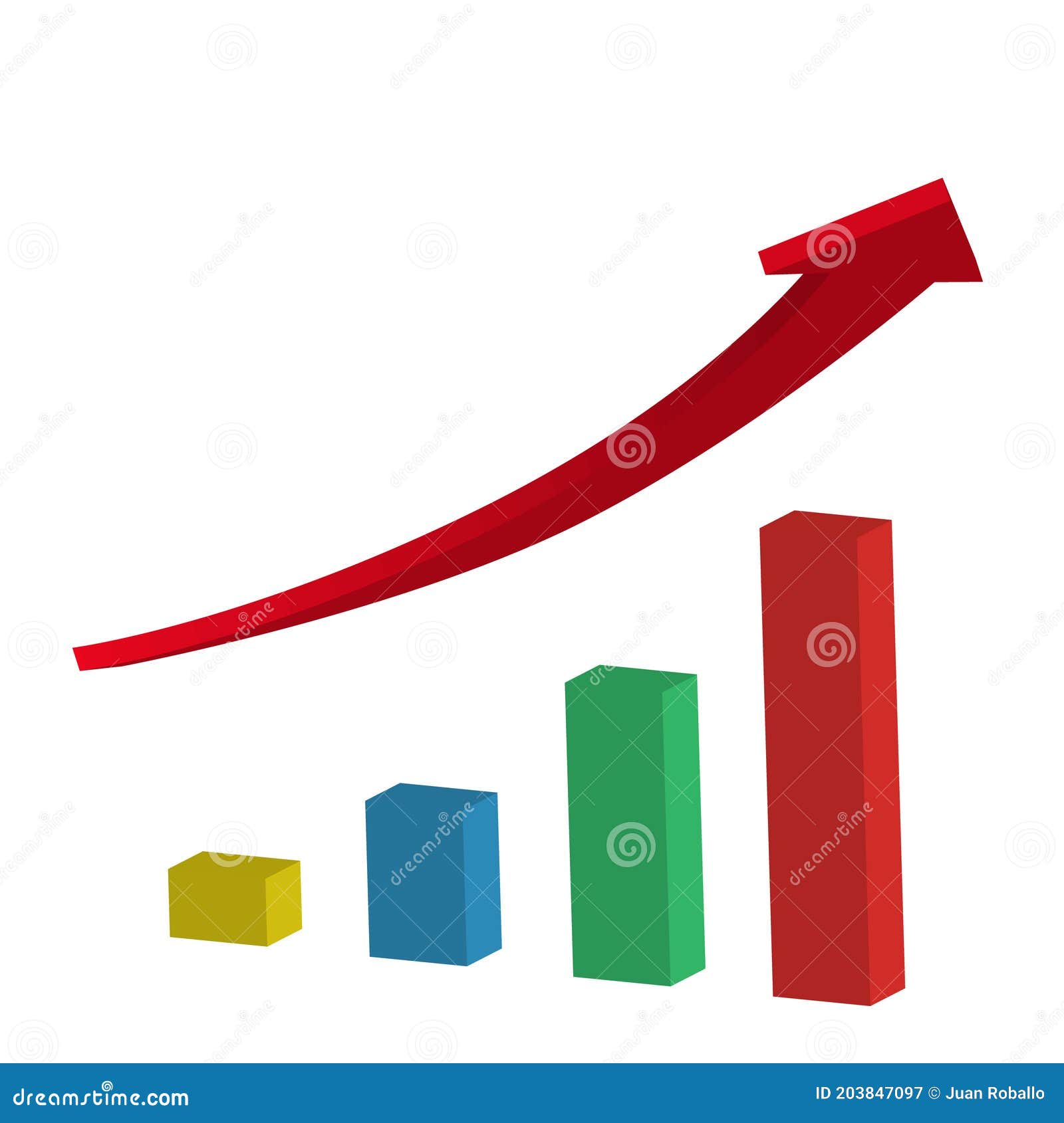 Bar Chart with a Red Rising Arrow. Vector Illustration Stock Vector ...