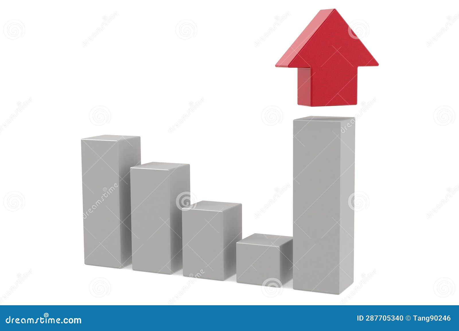 Bar Chart with Red Up Arrow Stock Illustration - Illustration of sales ...