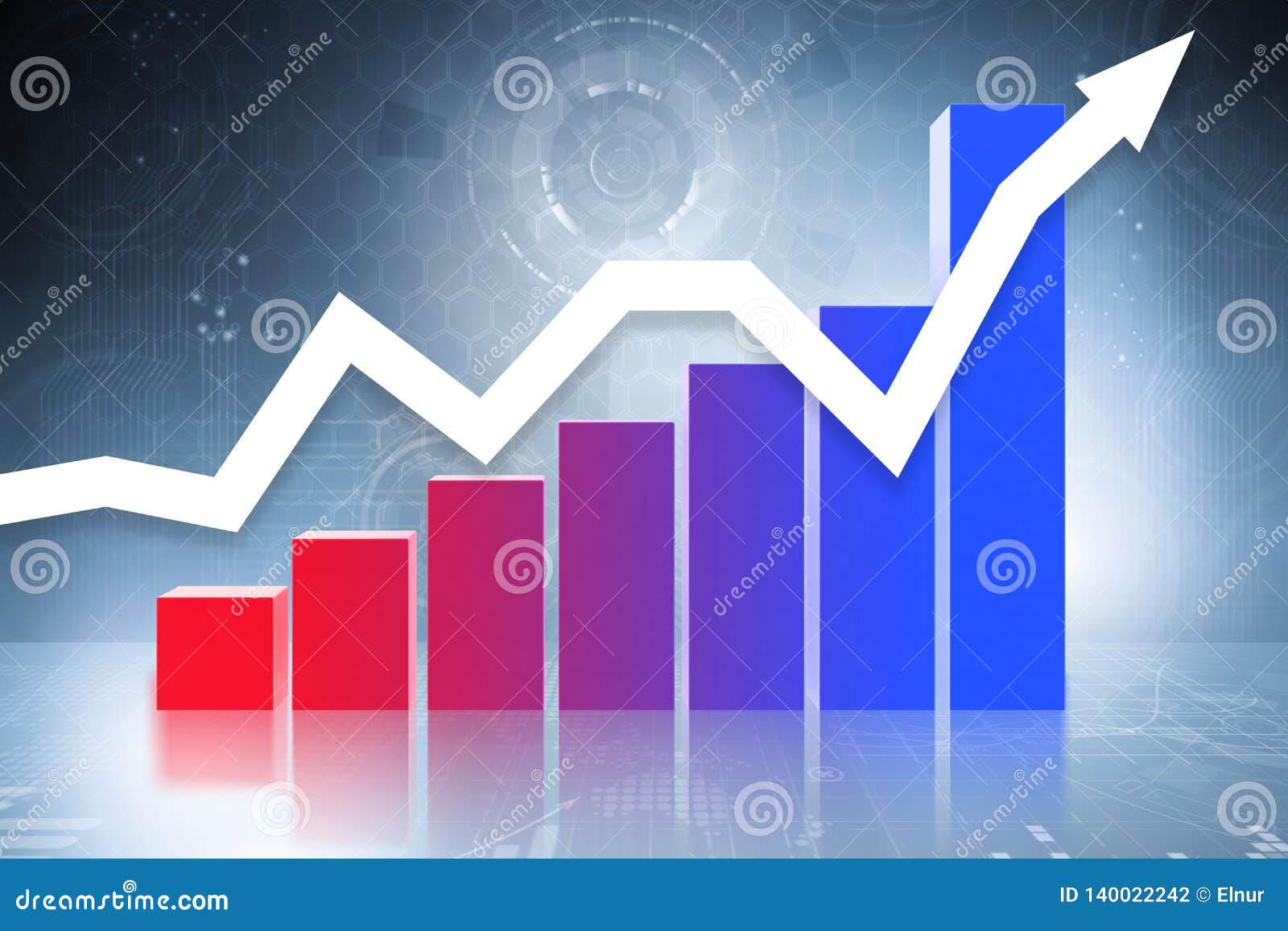 The Bar Chart Showing Growth - 3d Rendering Stock Illustration ...
