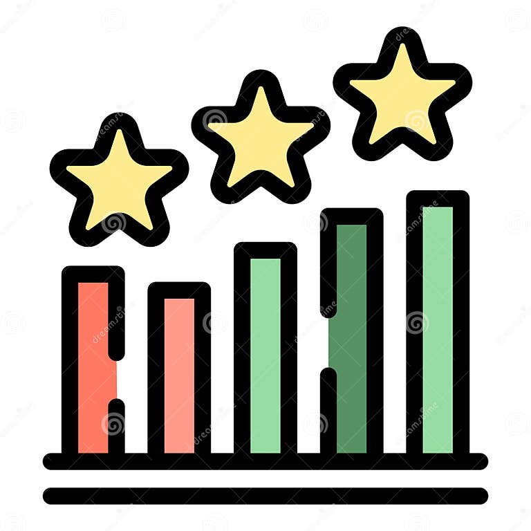 Bar Chart Showing Growth with Three Stars for Rating Visualization ...