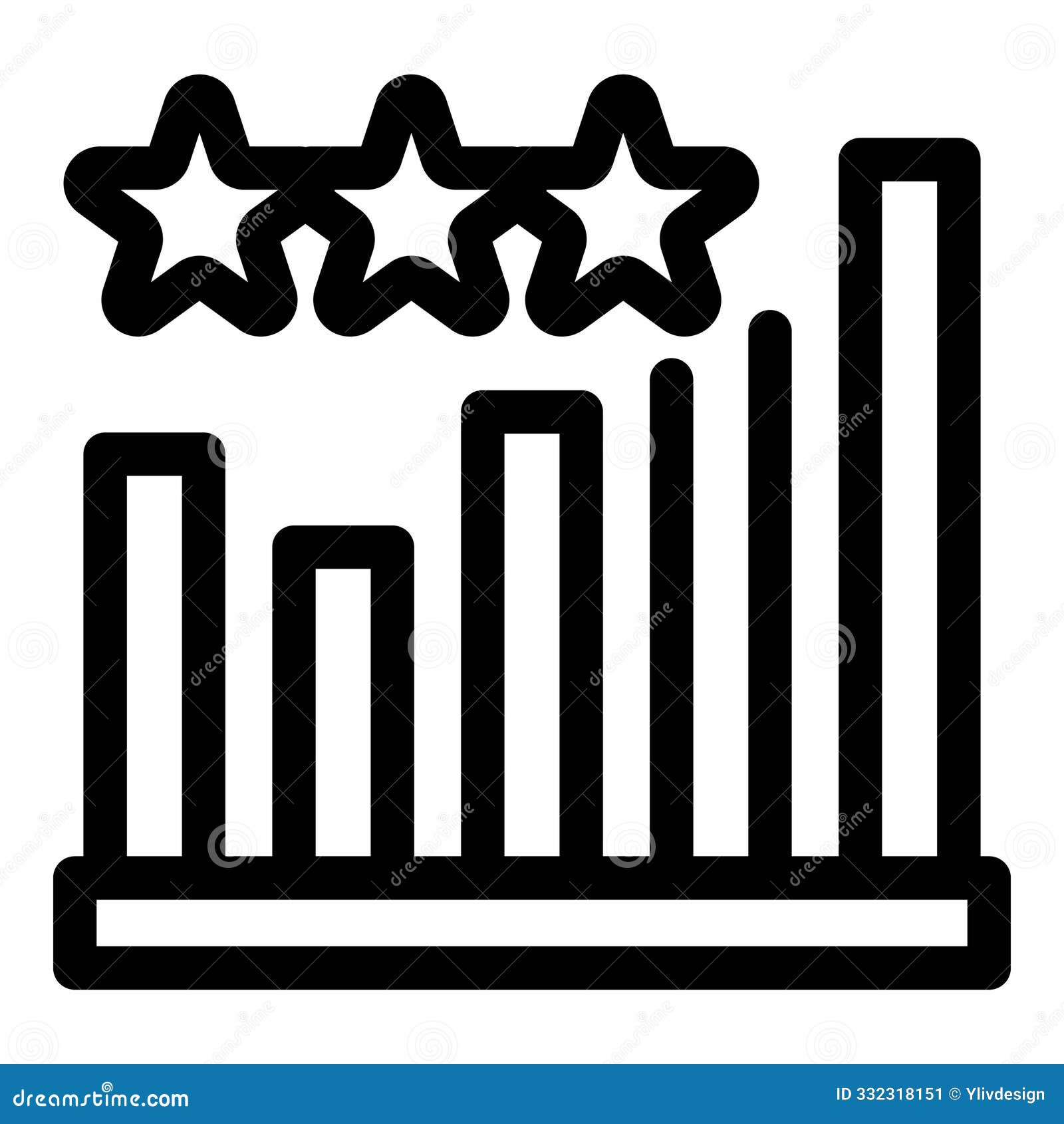 Bar Chart Showing Increasing Stats with Five Stars Ranking Stock ...
