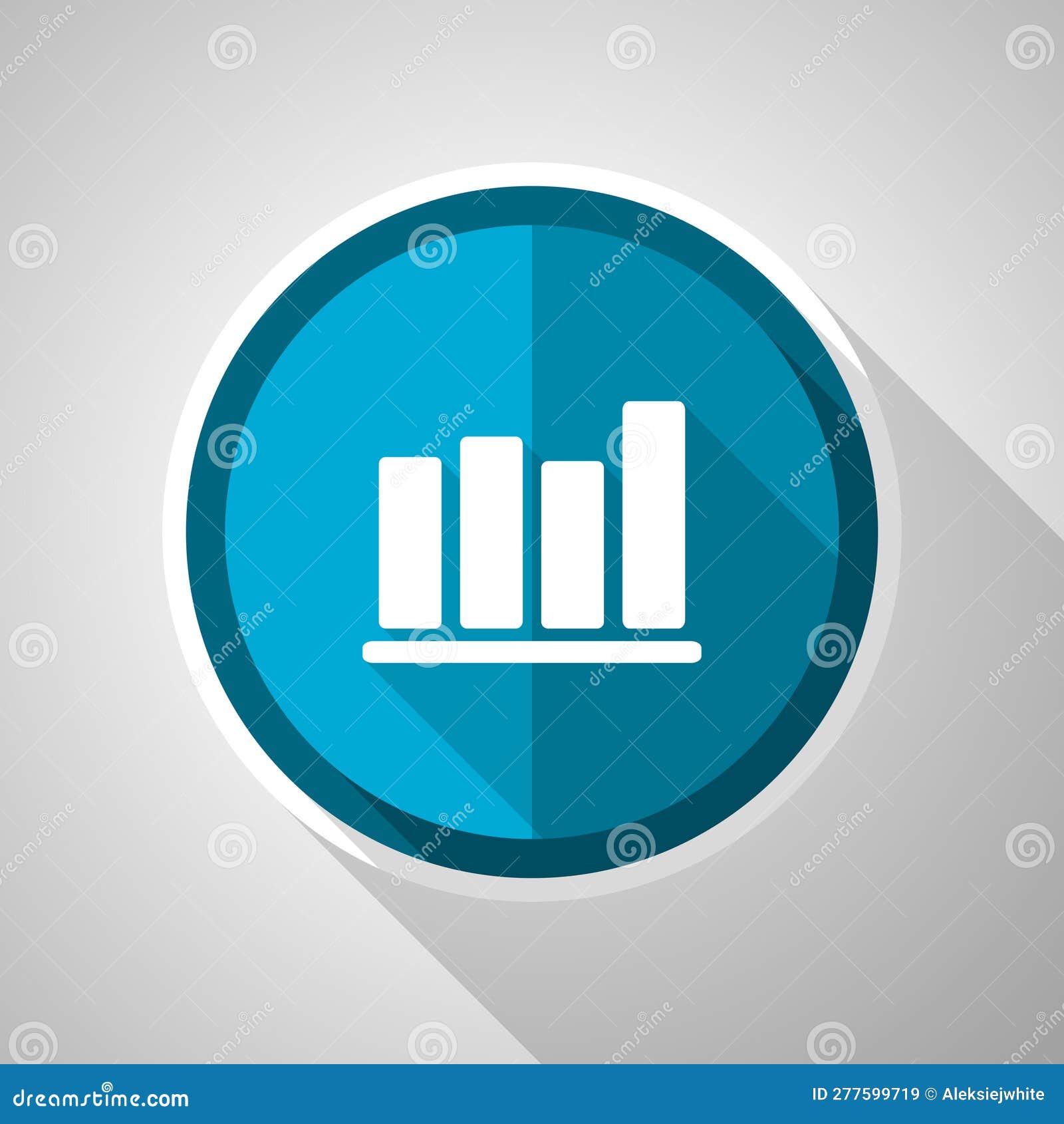 Bar Chart Symbol, Flat Design Vector Blue Icon with Long Shadow Stock ...