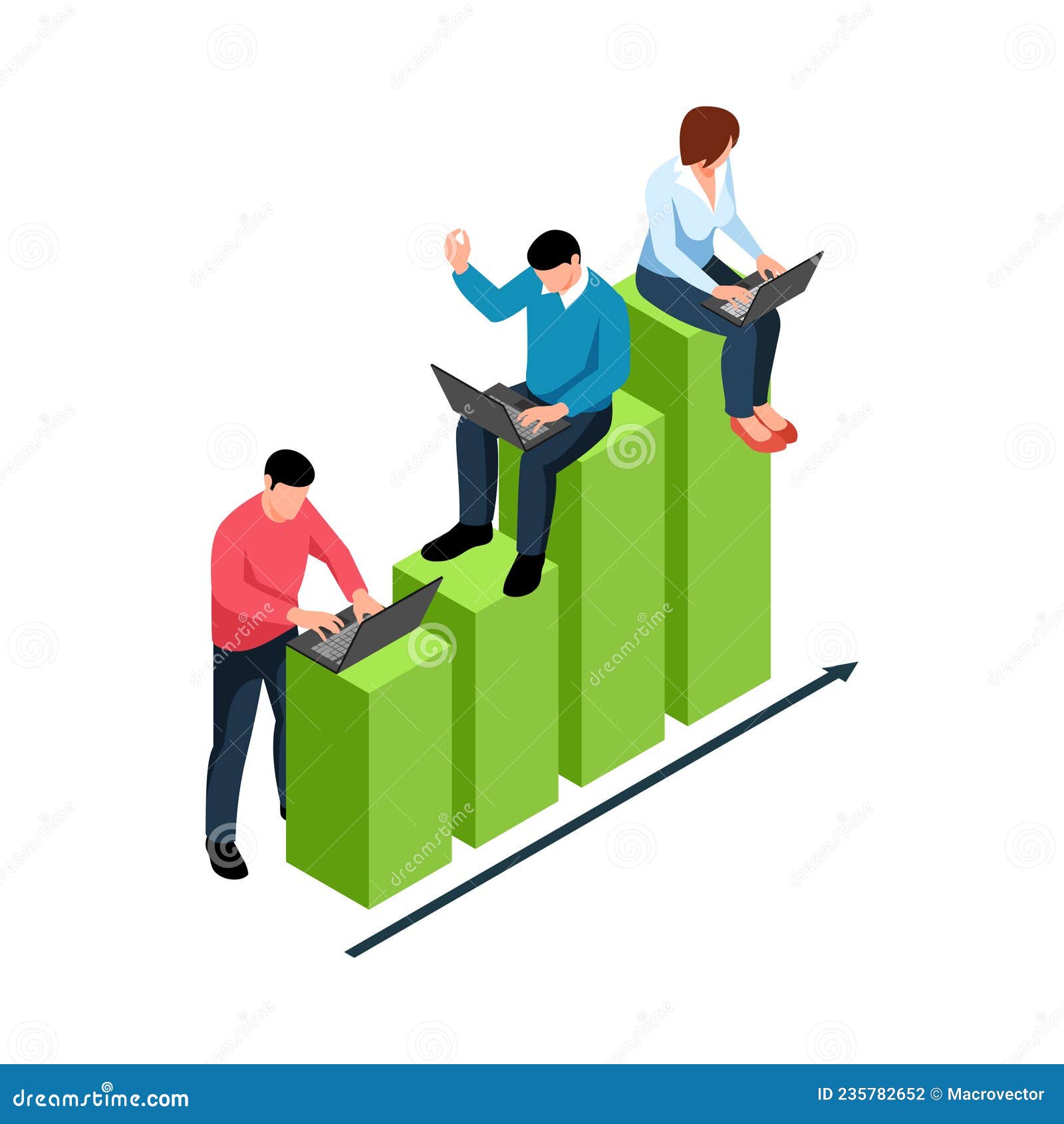 Bar Chart Teamwork Composition Stock Vector - Illustration of arrow ...