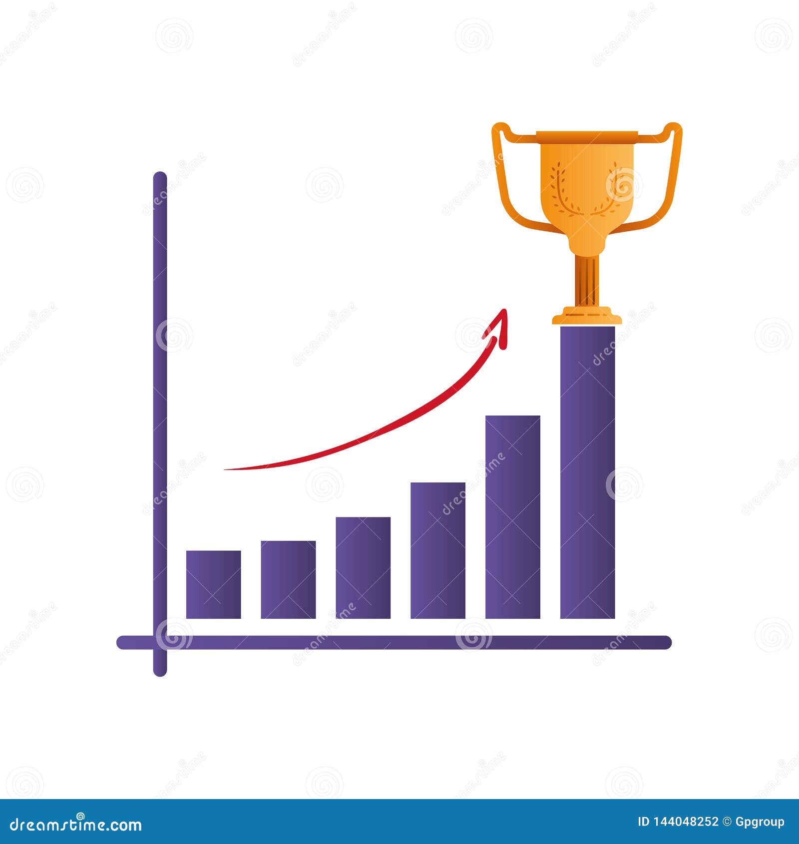 Bar Chart with Trophies Isolated Icon Stock Vector - Illustration of ...