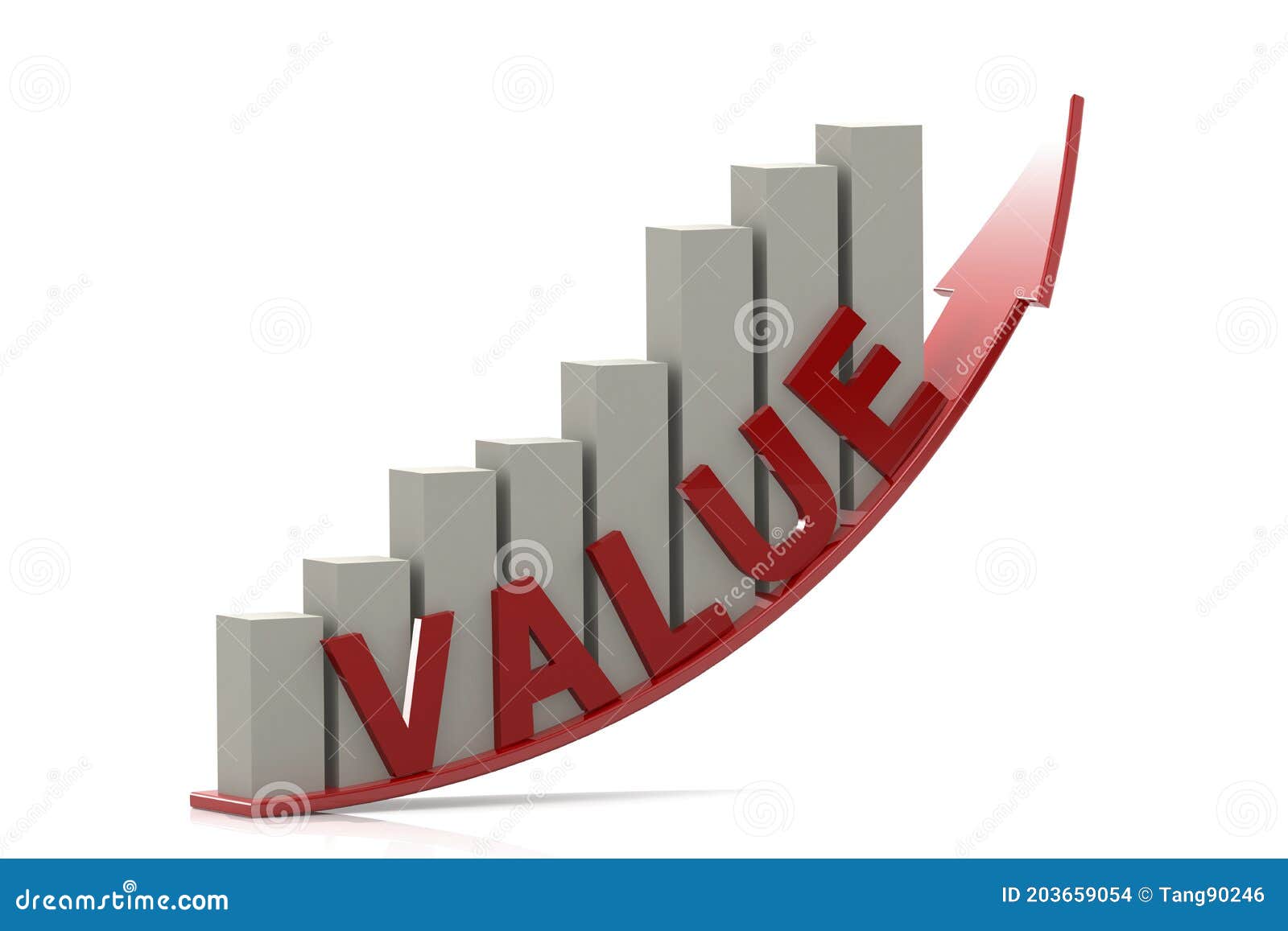 Bar Chart with Value Word and Growing Up Arrow Stock Illustration ...