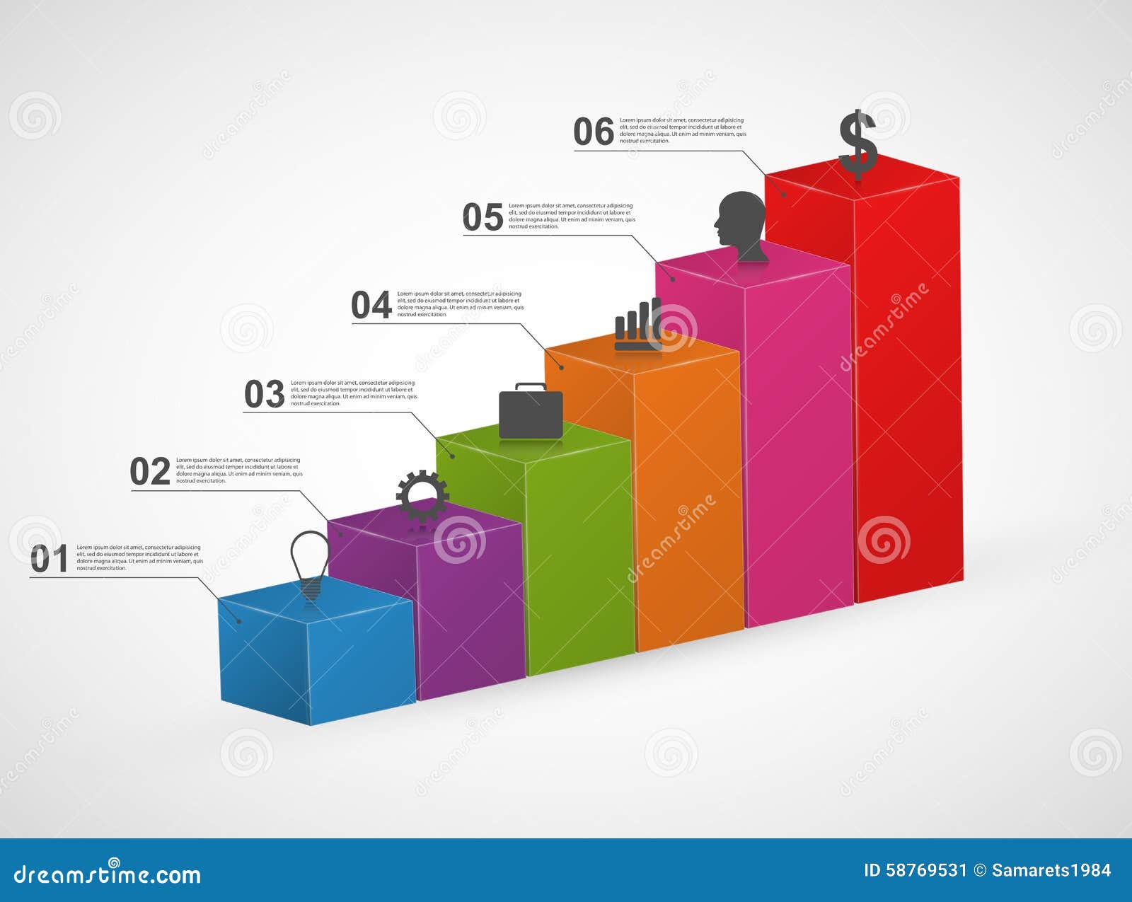Bar Charts. 3D Colorful Infographics Design Template Stock Vector ...
