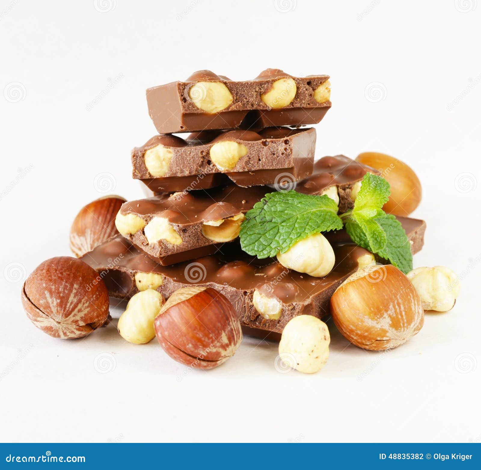 Bar of Chocolate with Hazelnuts Stock Photo - Image of healthy ...