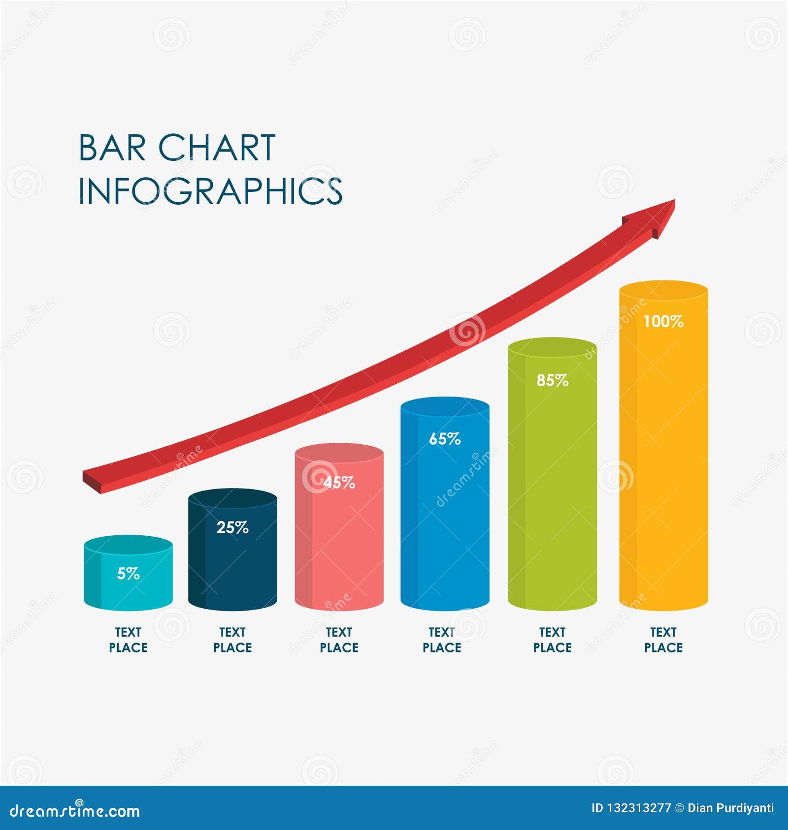 Bar, Circle Chart Infographics Elements 3D Vector Flat Design, Full ...