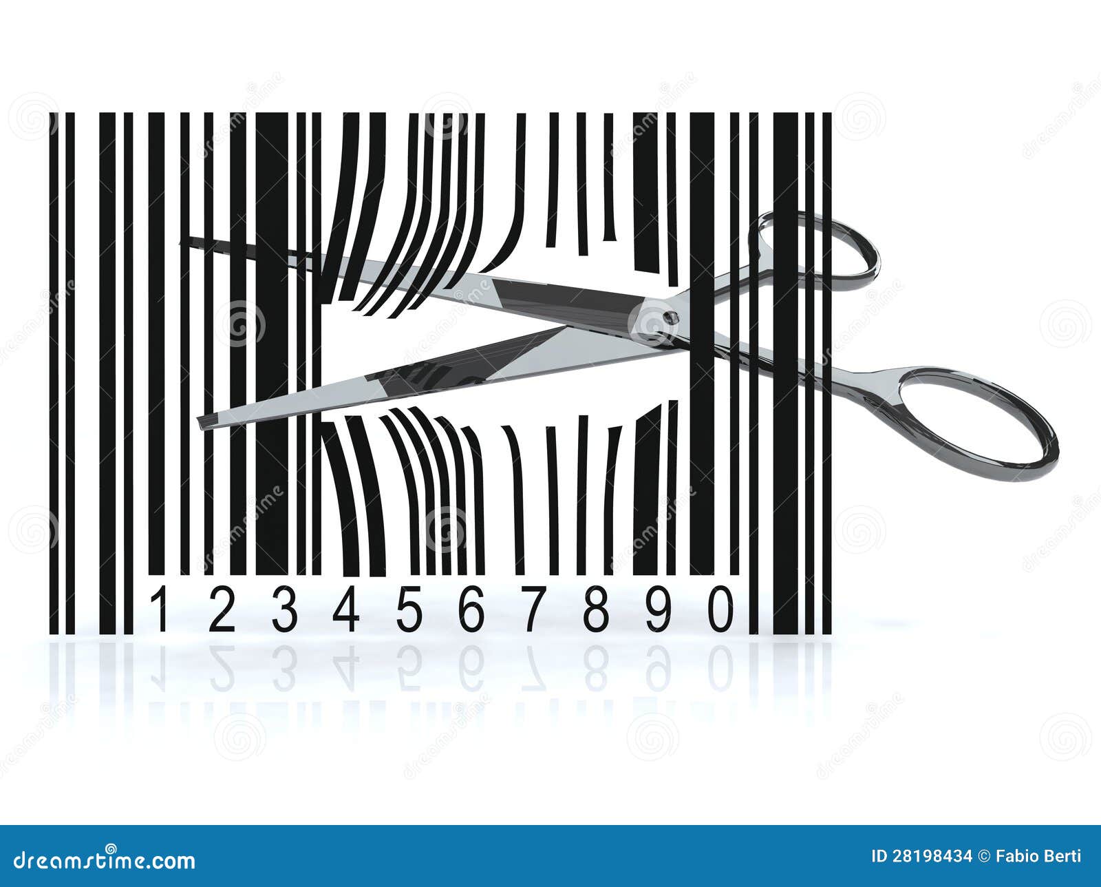 Bar Code with 3d Scissors that Cut Stock Illustration - Illustration of ...