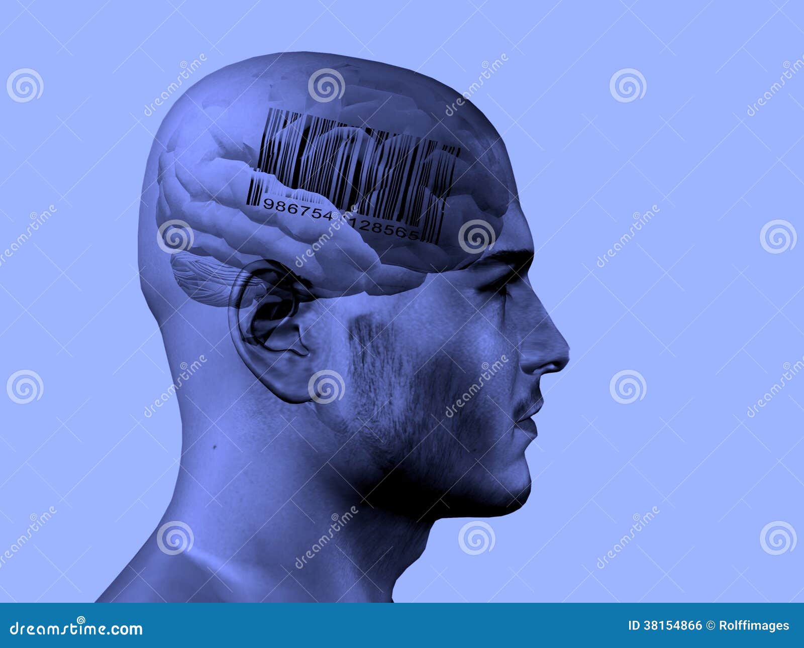 Bar code on brain stock illustration. Illustration of brainwash - 38154866