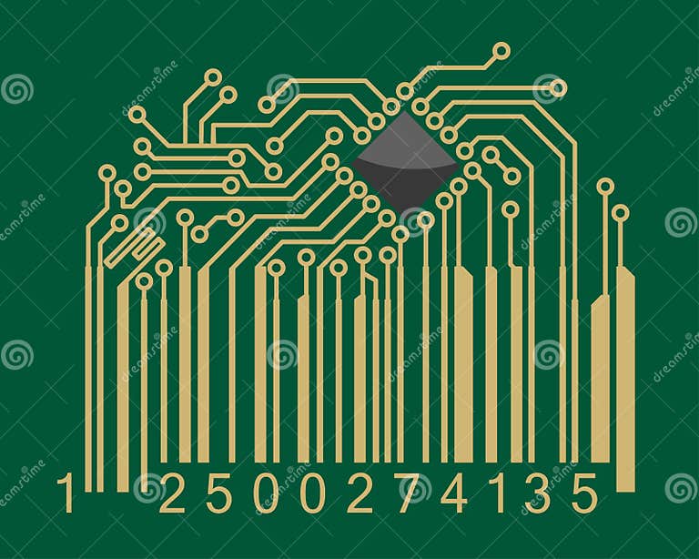 Bar Code with Computer Motherboard Stock Vector - Illustration of black ...