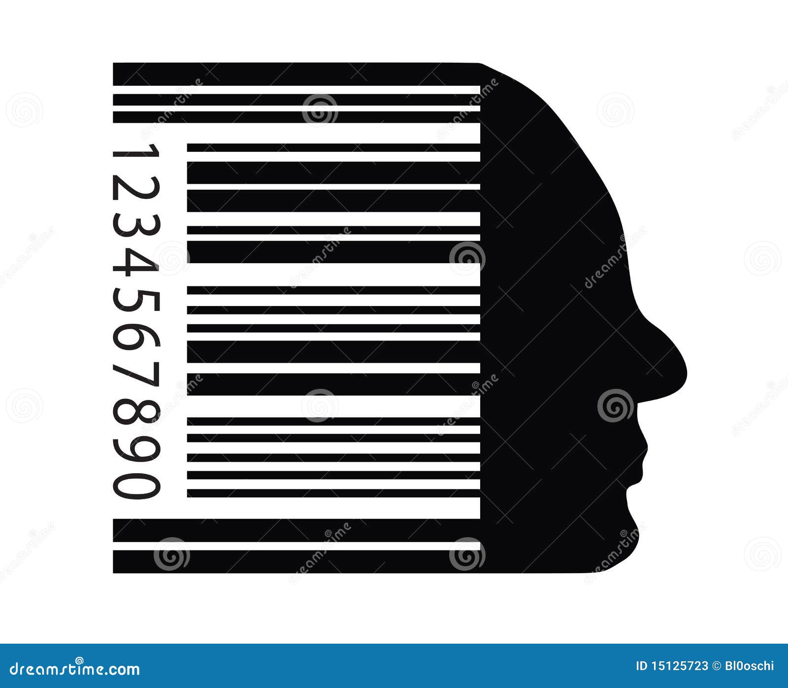 Bar code face profile stock vector. Illustration of black - 15125723