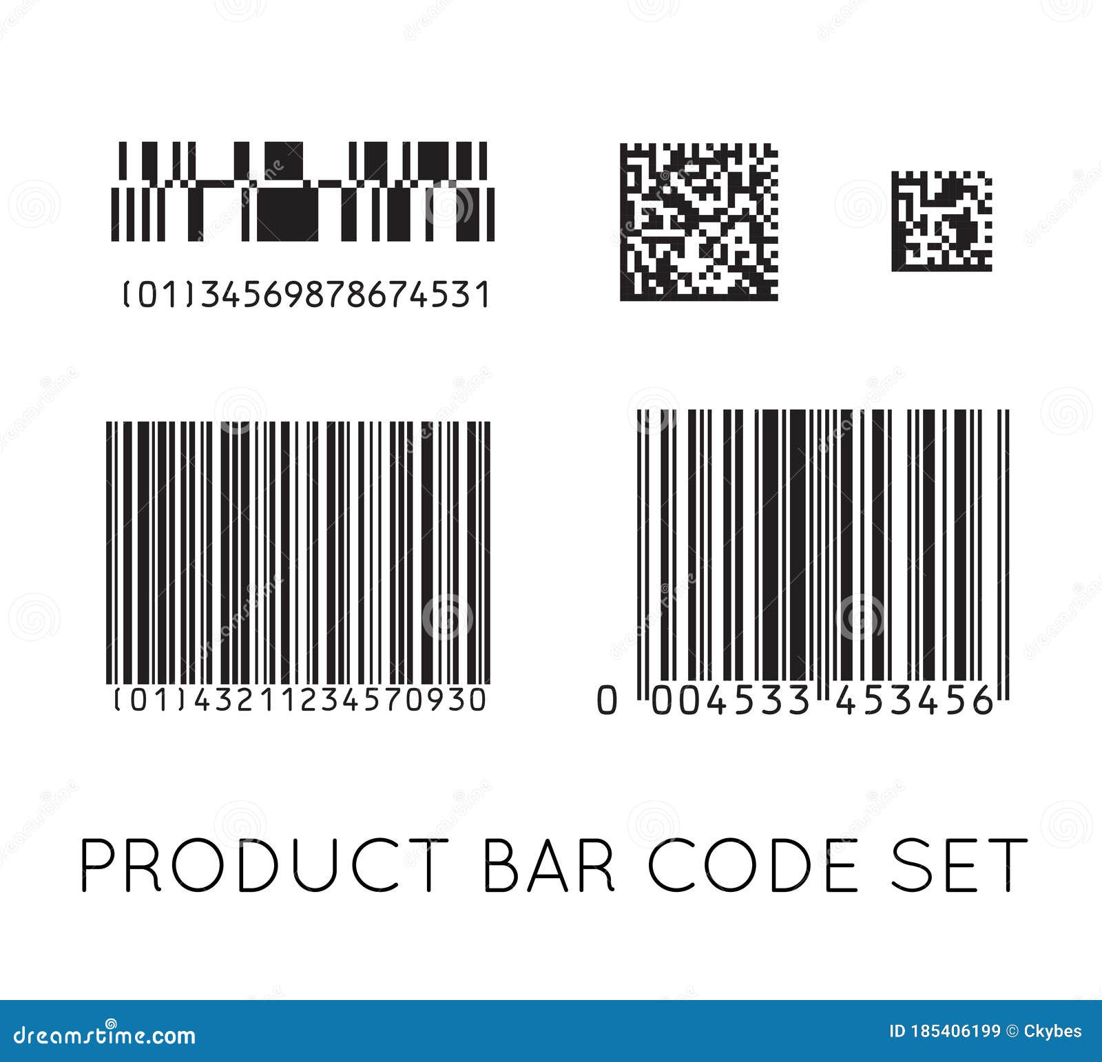 Bar Code Icon. Set of Modern Flat Barcode Stock Vector - Illustration ...