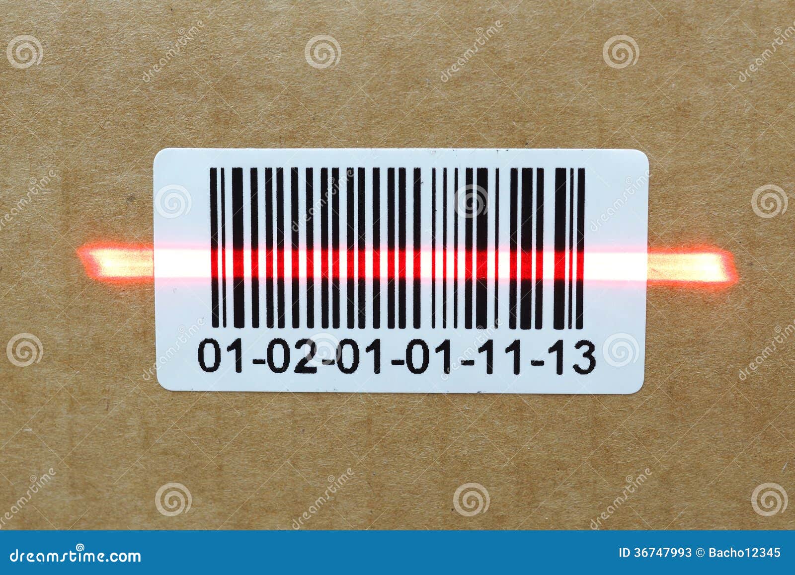 Bar Code with Laser on Carton Box Stock Image - Image of label, close ...