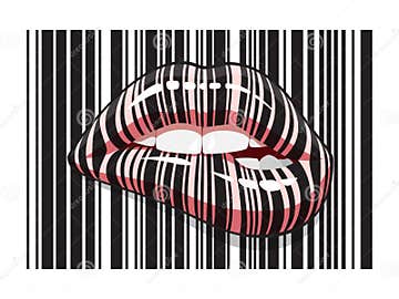 Bar code lips stock vector. Illustration of kiss, sale - 84530804