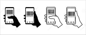 Bar Code Mobile Phone Scan Illustration. Hand Holding Phone Scanning ...