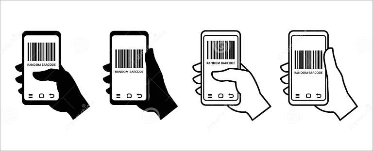 Bar Code Mobile Phone Scan Illustration. Hand Holding Phone Scanning ...