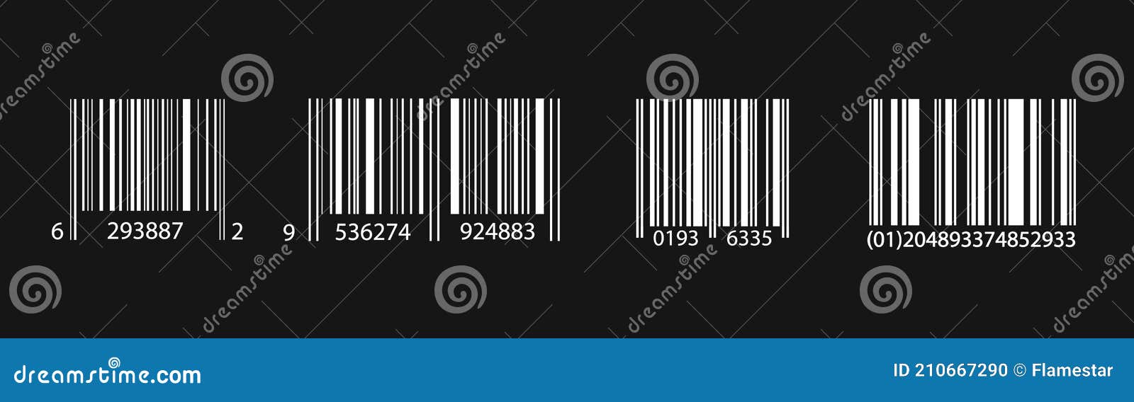Bar Code Set. Universal Product Scan Code Stock Vector - Illustration of black, digital: 210667290