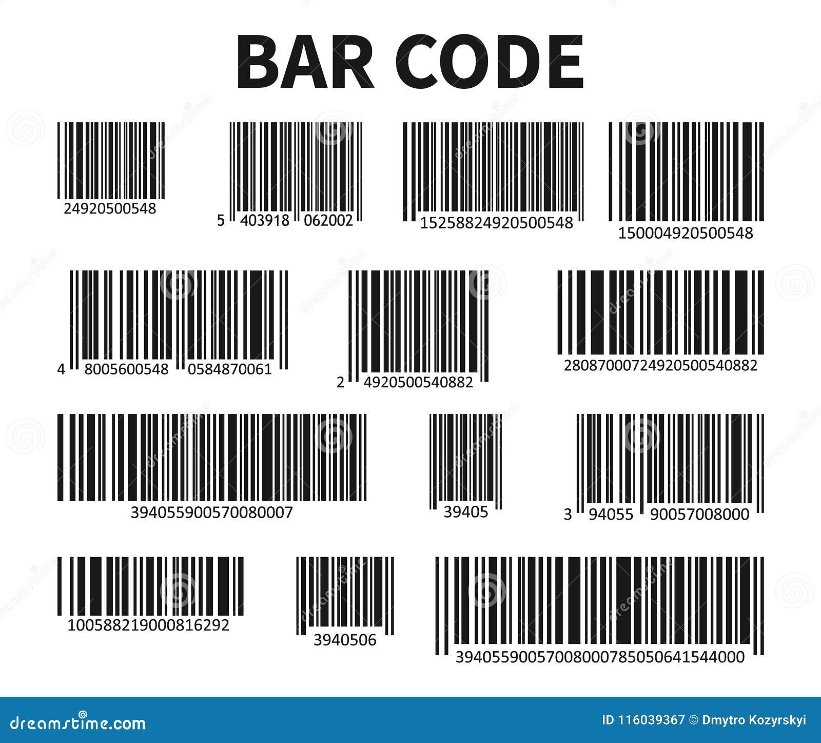 Bar Code Set Vector. Universal Product Scan Code. Stock Vector ...