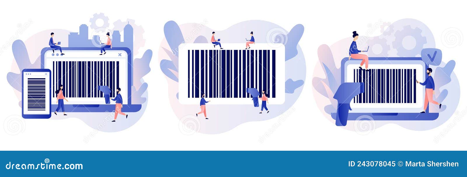 People Scan QR Code Vector Illustration Concept, People Use Smartphone ...