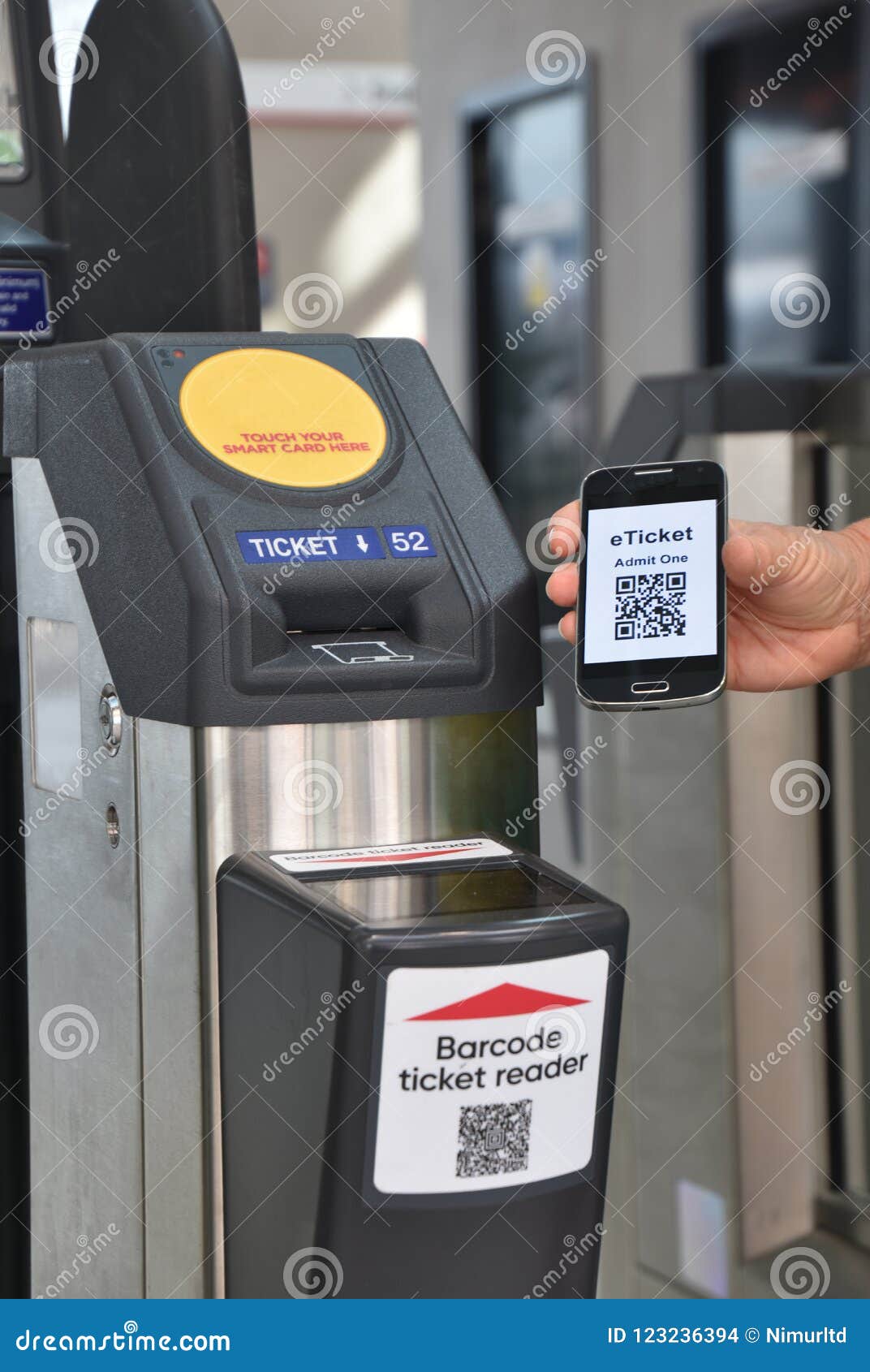 Bar Code Ticket Reader and Smart E-ticket on Mobile Phone at Turnstile ...