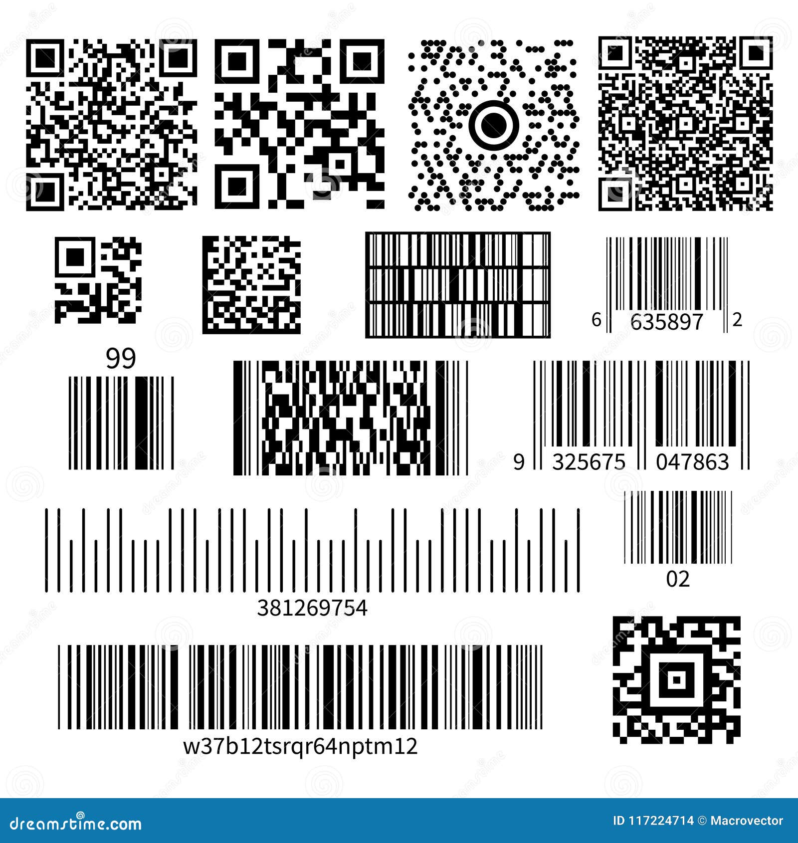 Bar Code Types Set stock vector. Illustration of object - 117224714 Bar Code Types Set stock vector. Illustration of object - 117224714