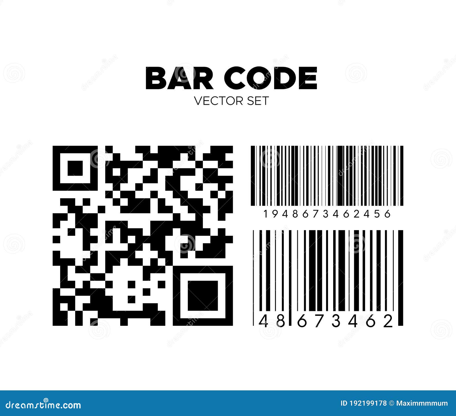 Bar code vector set. stock vector. Illustration of code - 192199178