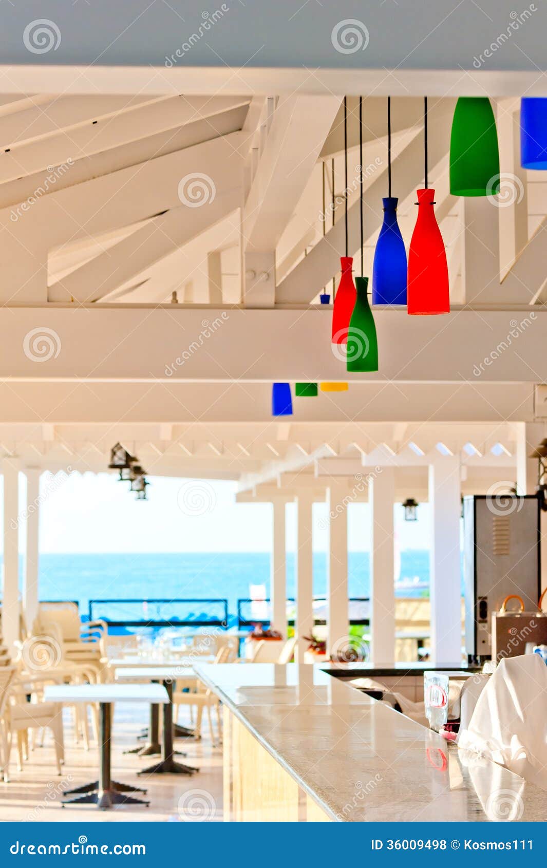 Bar with Colored Lights on the Beach Stock Photo - Image of color ...