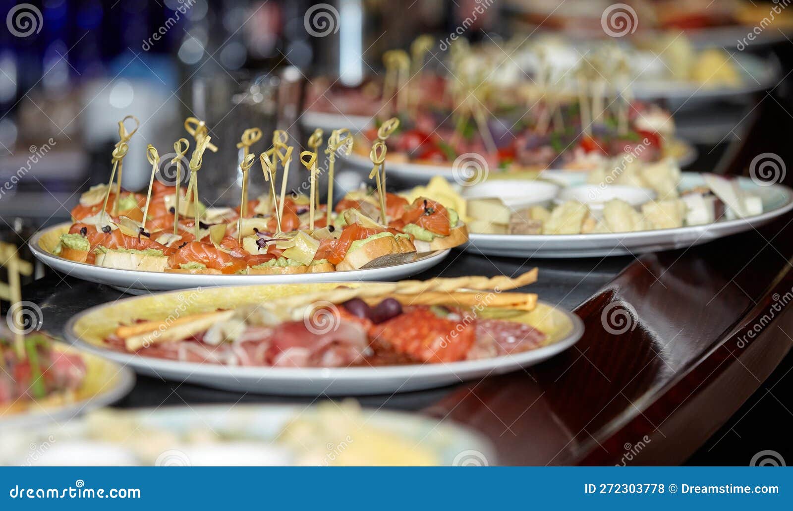 Bar Counter with Appetizers for a Buffet Table Stock Photo - Image of ...