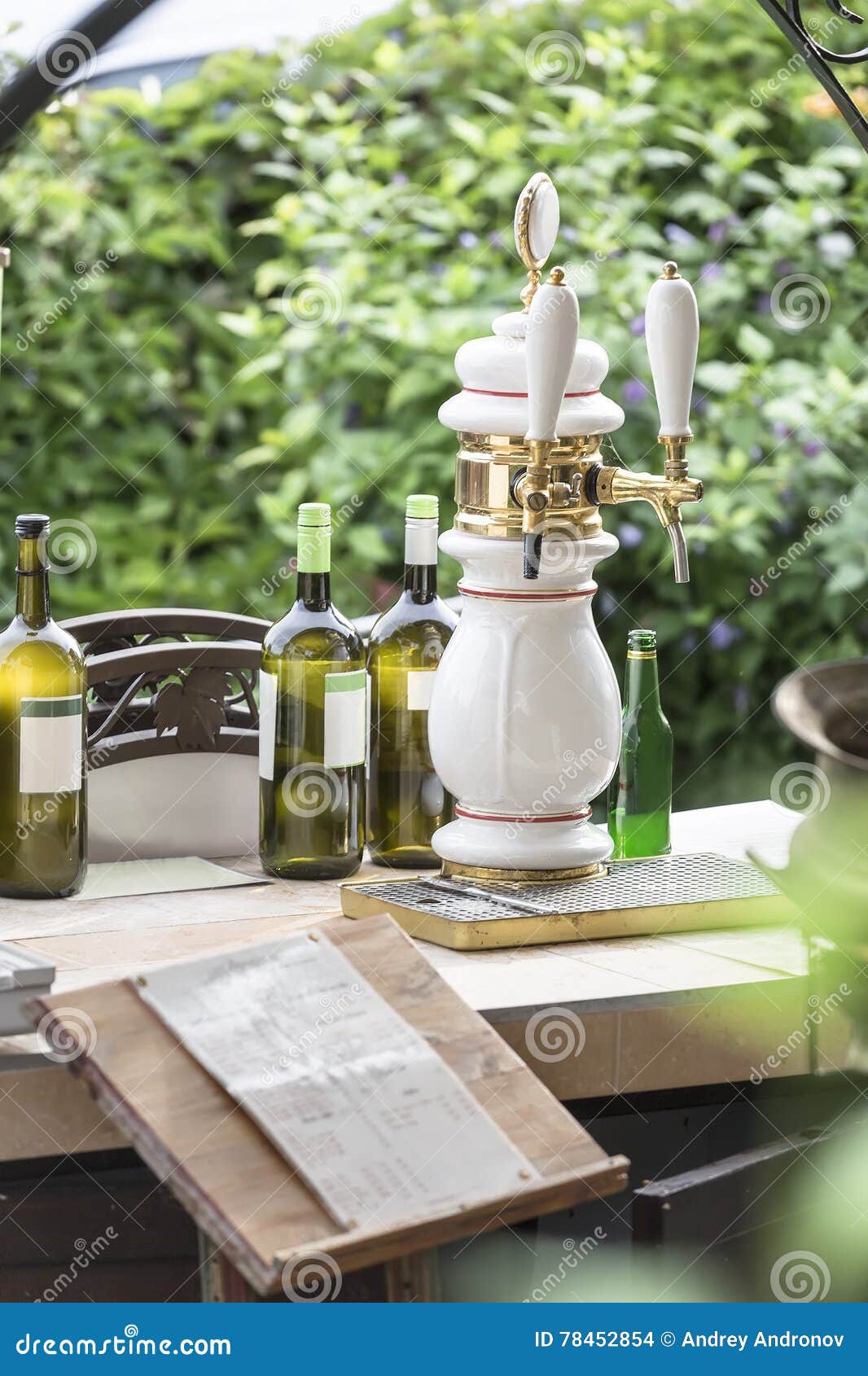 Bar counter with bottles stock photo. Image of closeup - 78452854