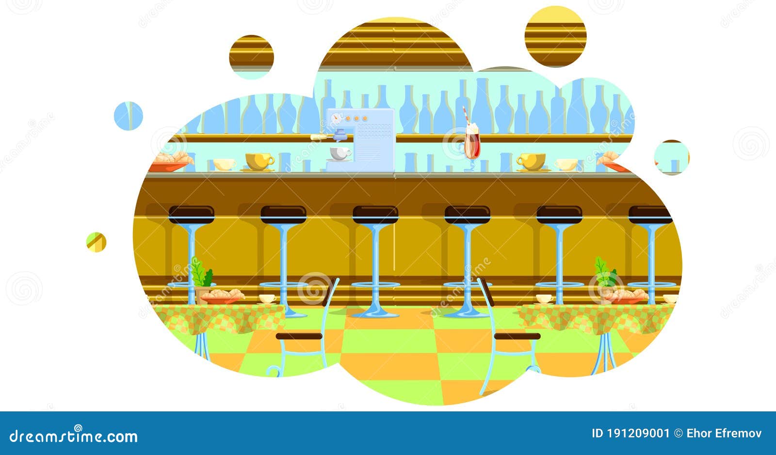Bar Counter of a Cafeteria and Restaurant in Vector Design Stock Vector ...