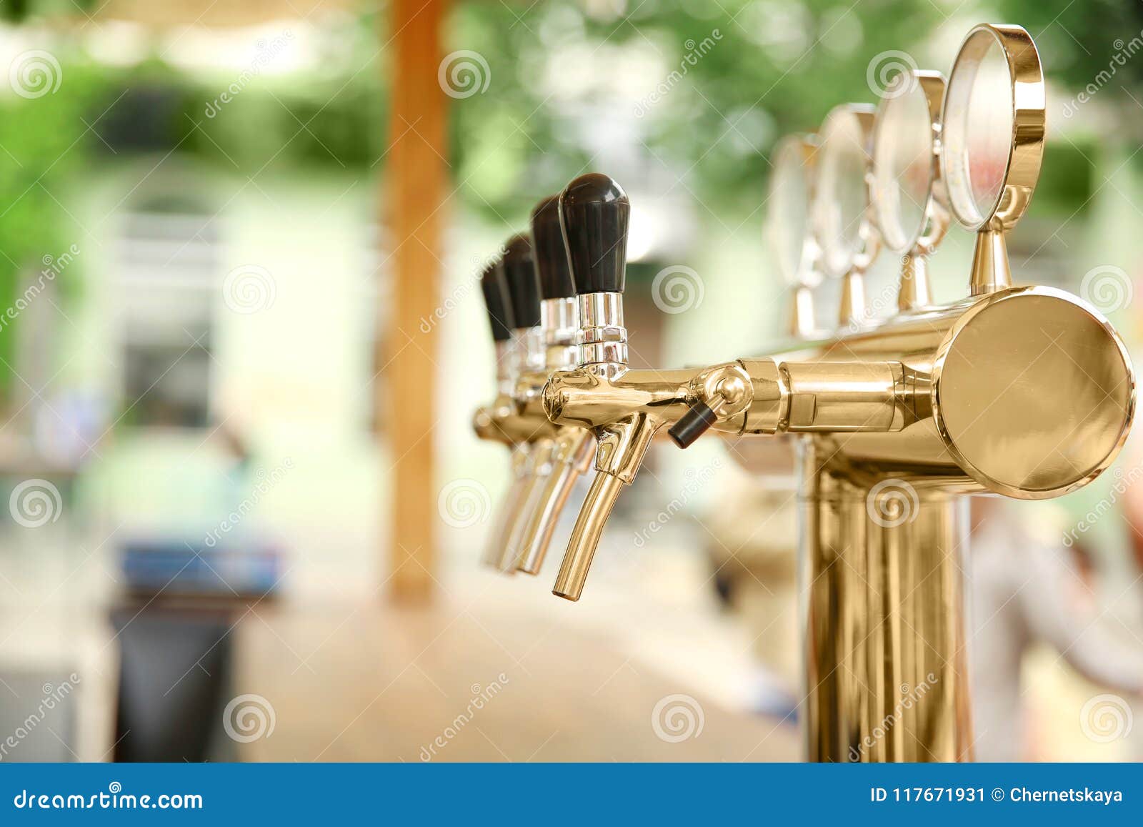 Bar Counter with Draft Beer Taps Stock Image - Image of foam, draught ...