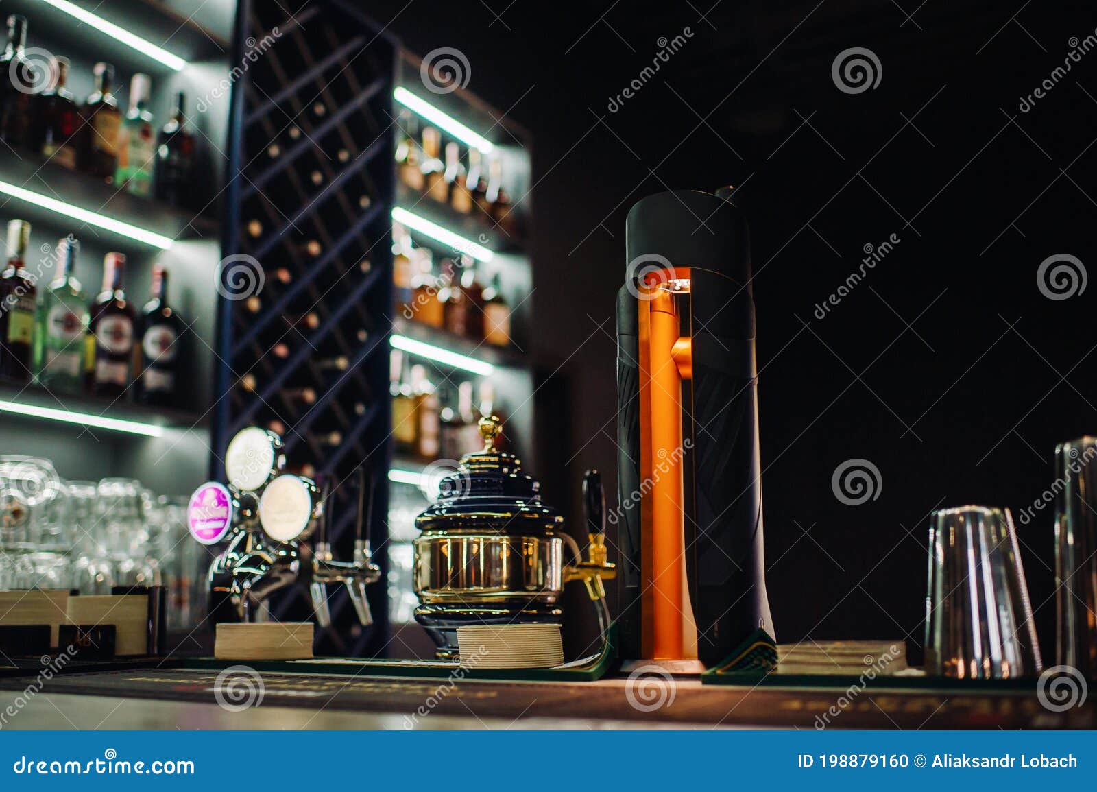 Bar Counter with Draught Beer in a Beer Restaurant Stock Photo - Image ...