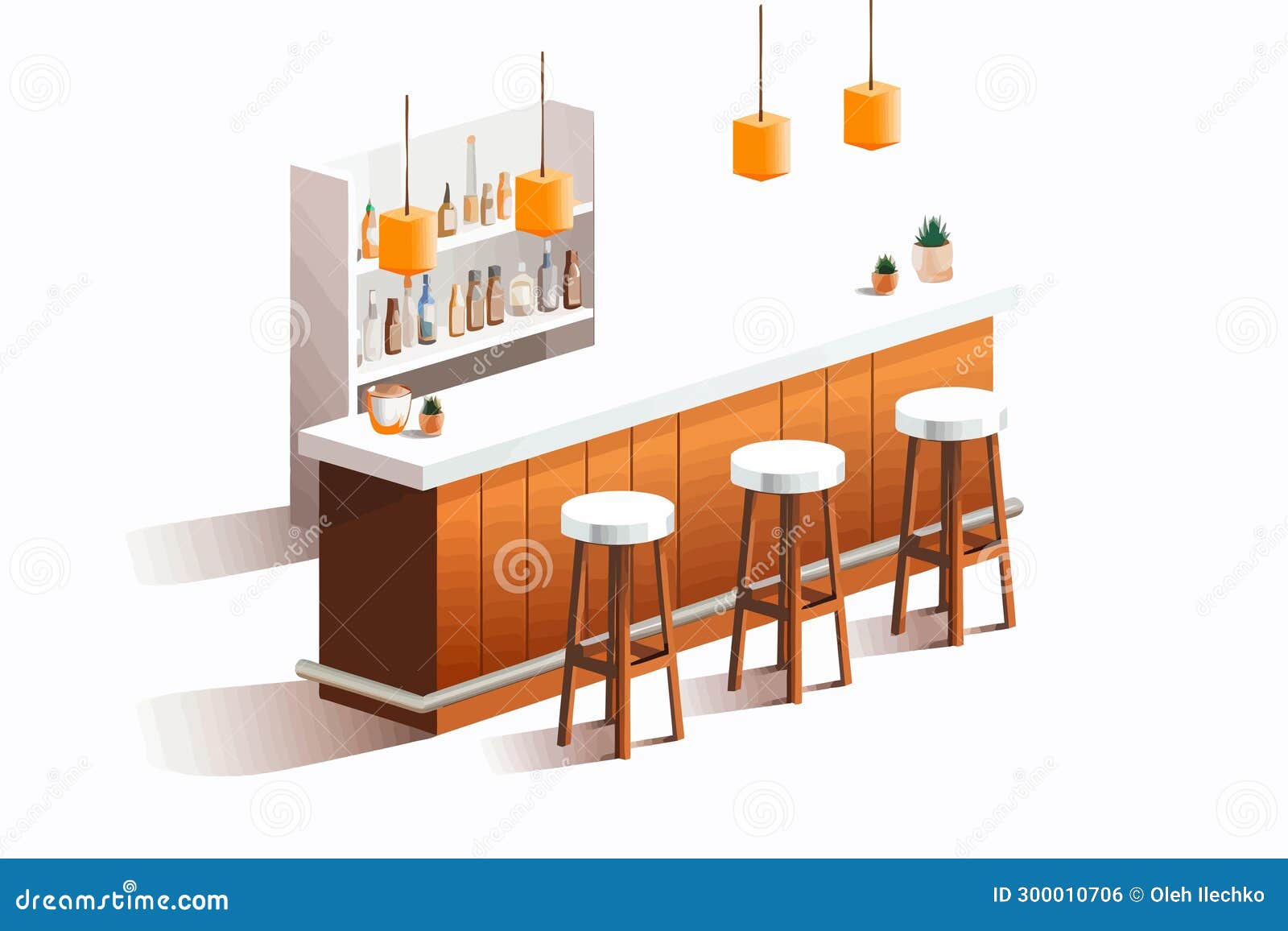 Bar Counter with Lamps Isolated Vector Style Illustration Stock Vector ...