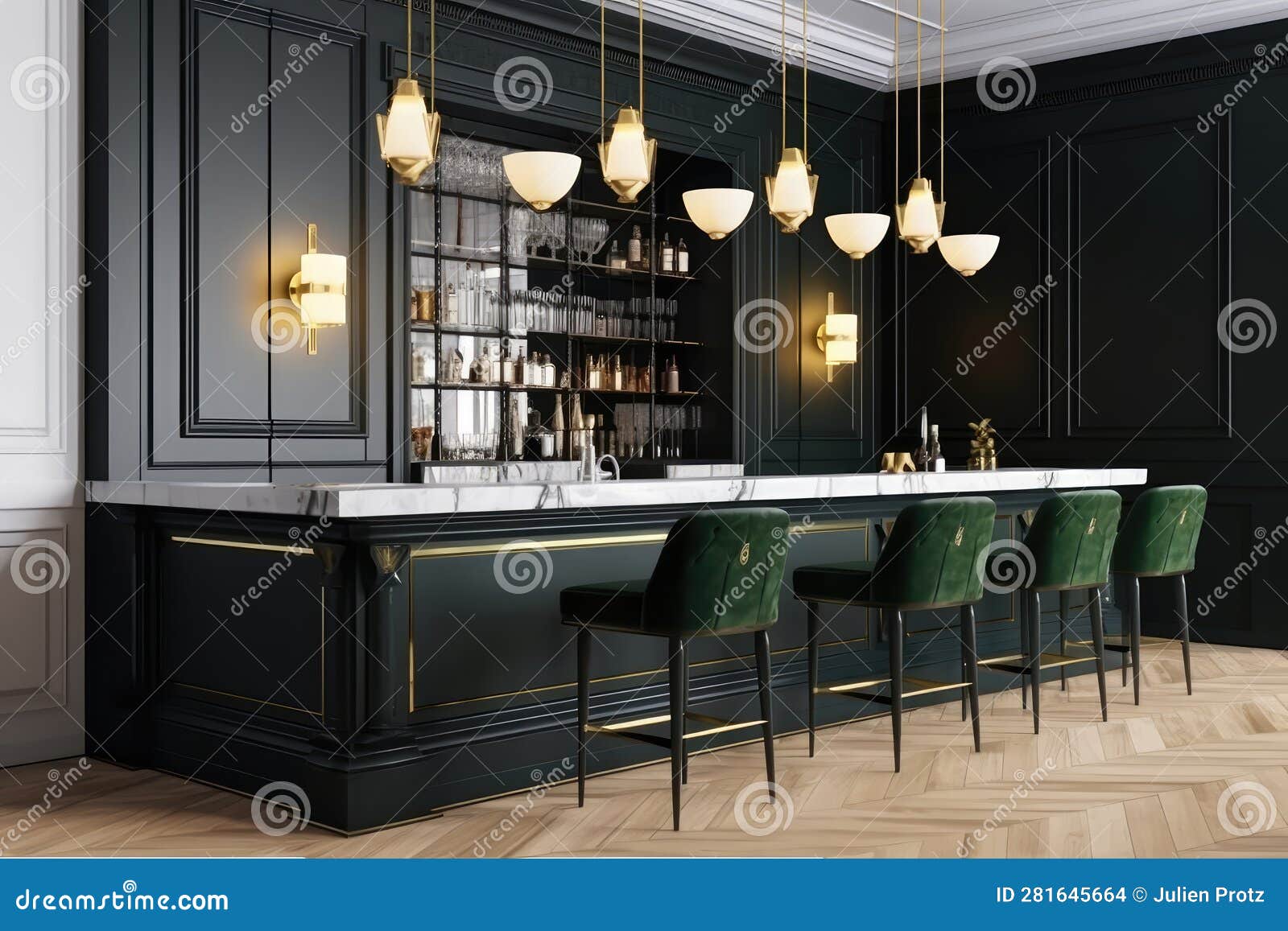 Bar Counter Modern Classic Style Interior.3d Rendering Stock ...