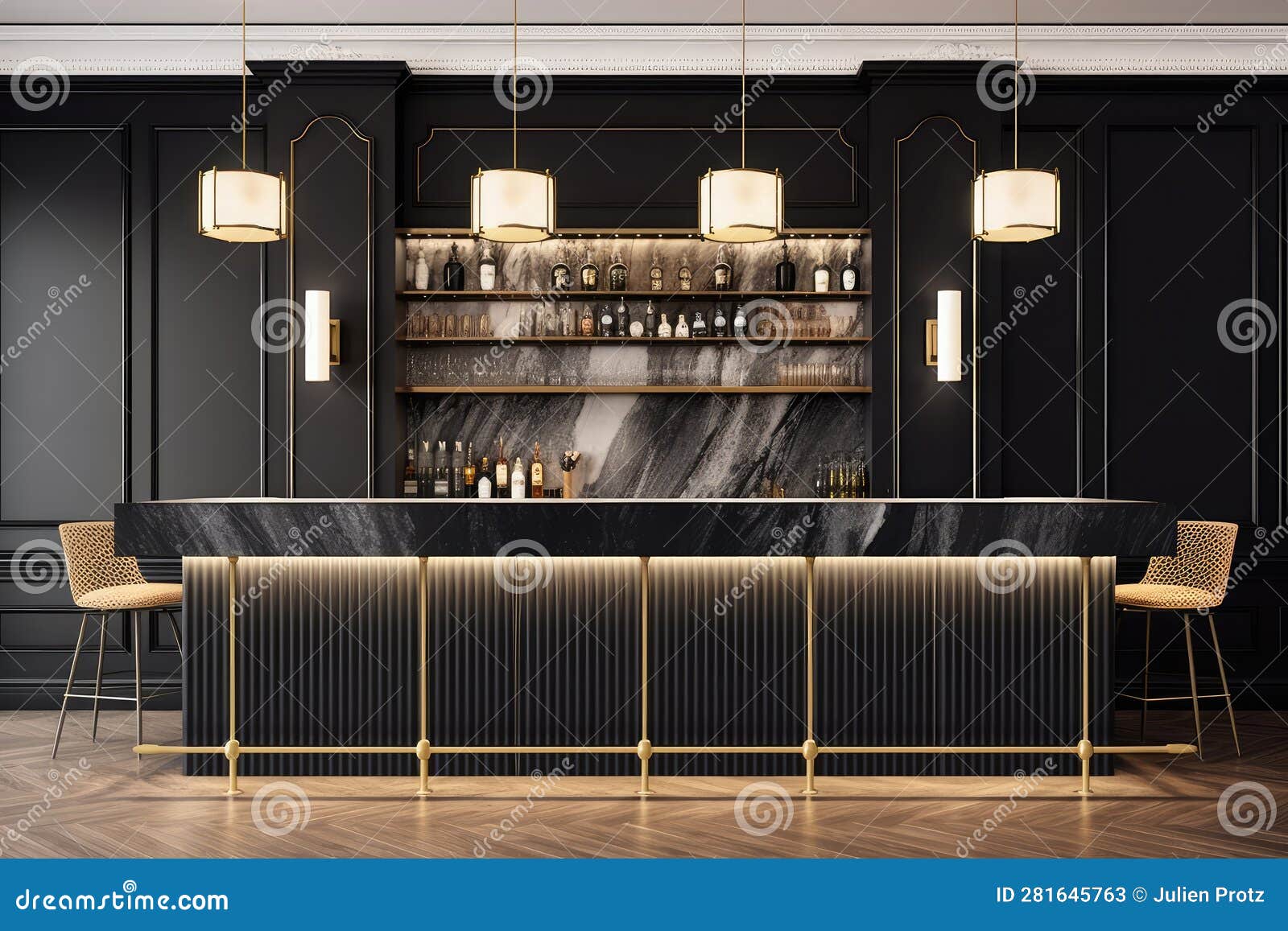 Bar Counter Modern Classic Style Interior.3d Rendering, AI Generated ...