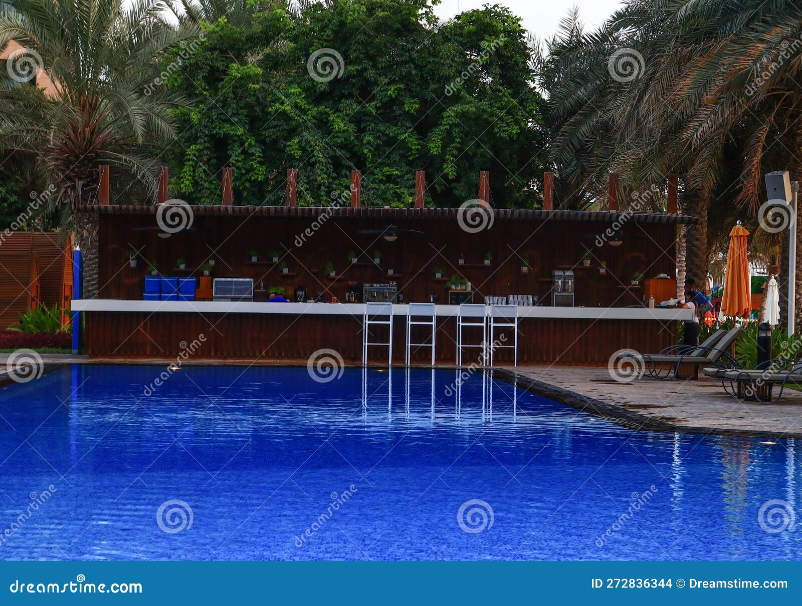 Bar Counter Next To the Blue Pool in the Hotel. Stock Photo - Image of ...